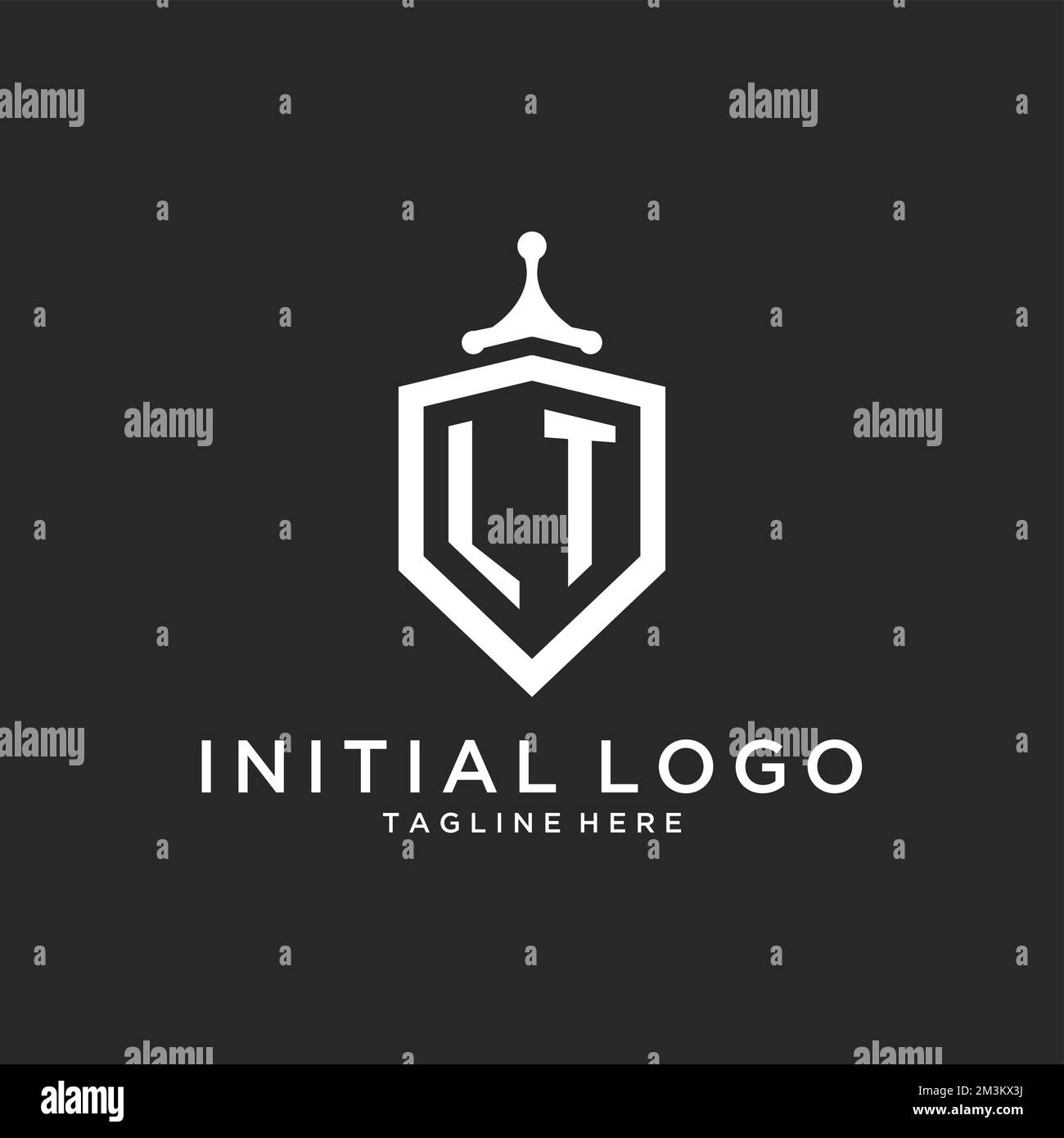 LT monogram logo initial with shield guard shape design ideas Stock ...