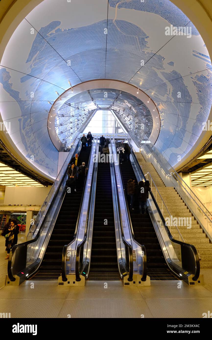 The escalators at the new entrance of 7th Avenue to Penn Station at the ...