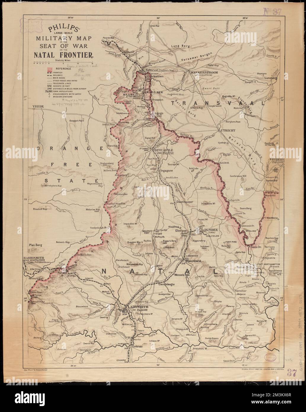 Philips' large scale military map of the seat of war on the Natal ...