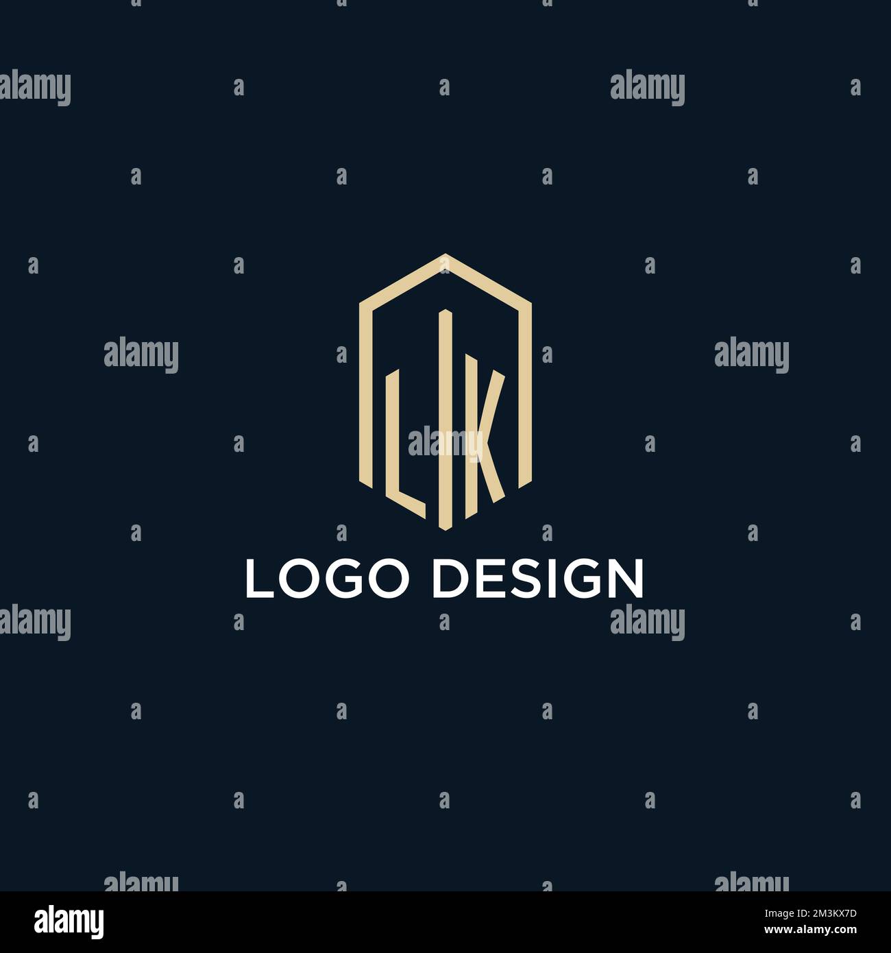 LK initial monogram logo with hexagonal shape style, real estate logo design ideas inspiration ...