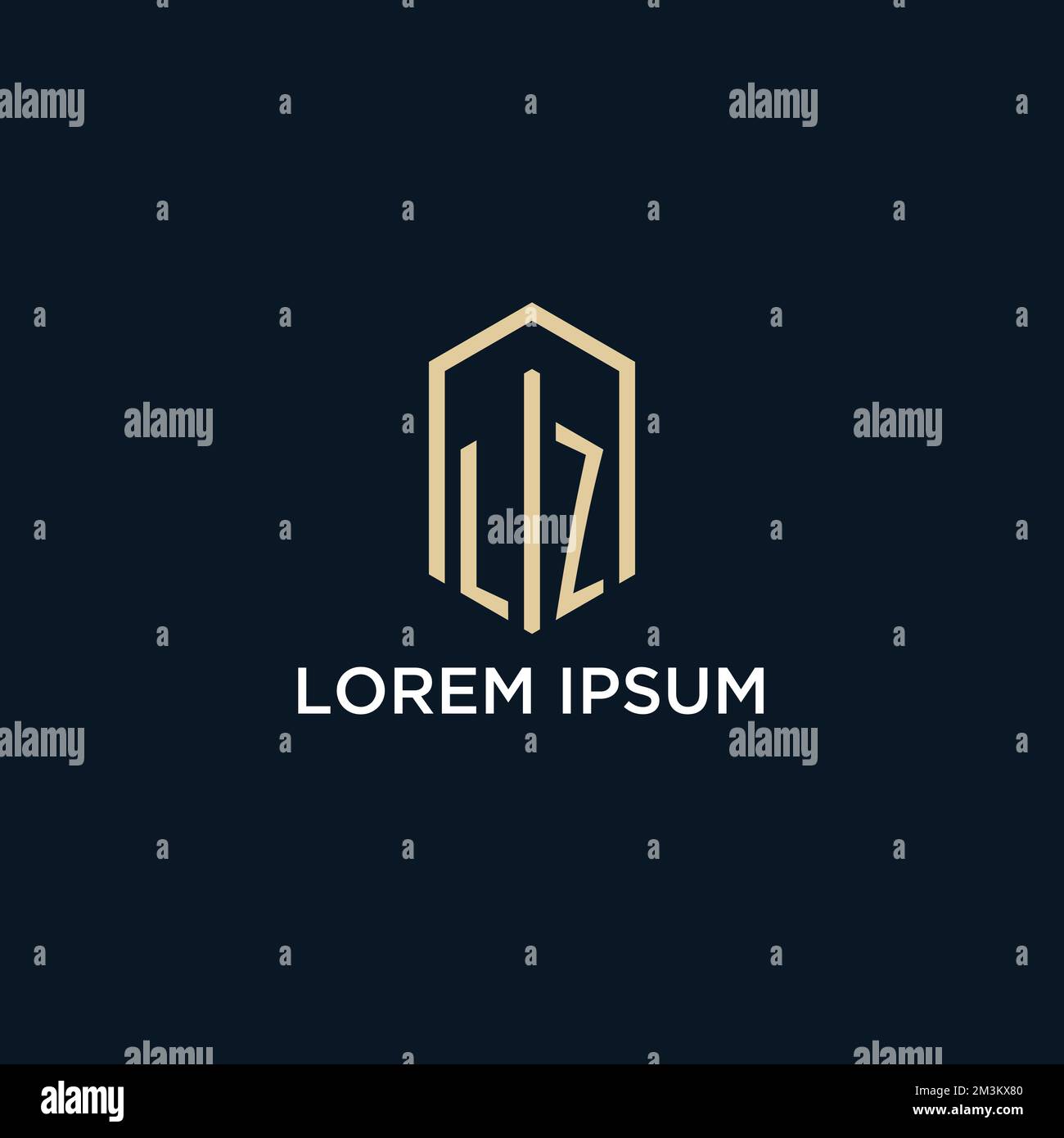 LZ initial monogram logo with hexagonal shape style, real estate logo ...