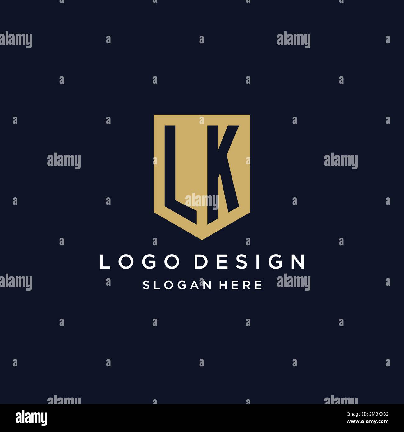 LK monogram initials logo design with shield icon template Stock Vector ...