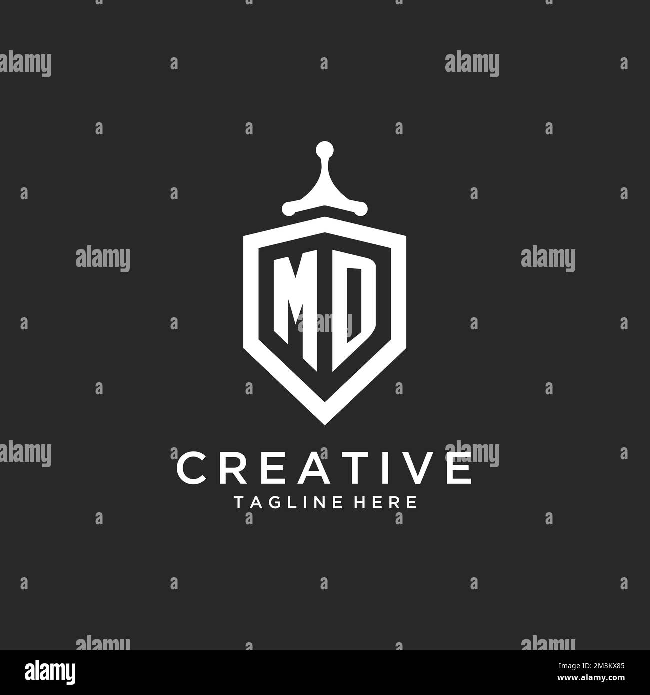 MD monogram logo initial with shield guard shape design ideas Stock ...