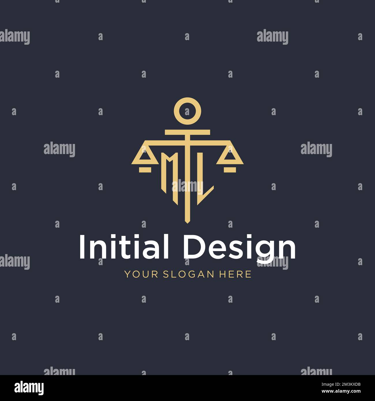 ML initial monogram logo with scale and pillar style design ideas Stock ...