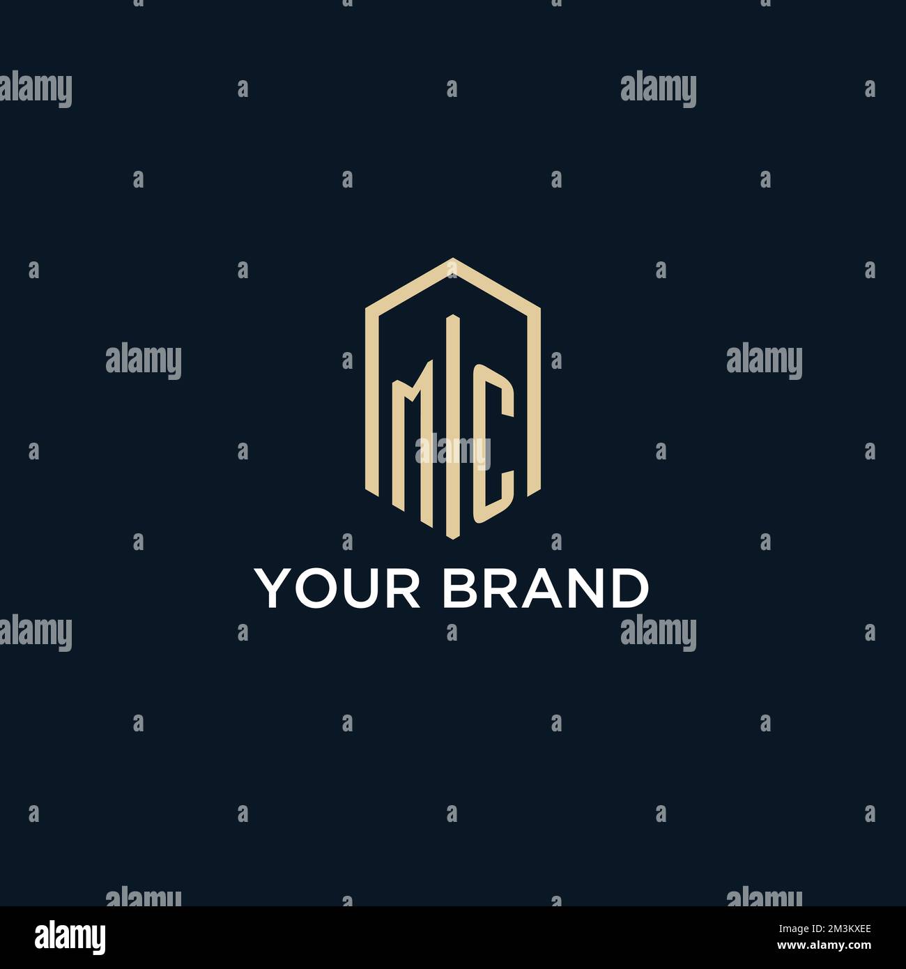 MC initial monogram logo with hexagonal shape style, real estate logo design ideas inspiration ...