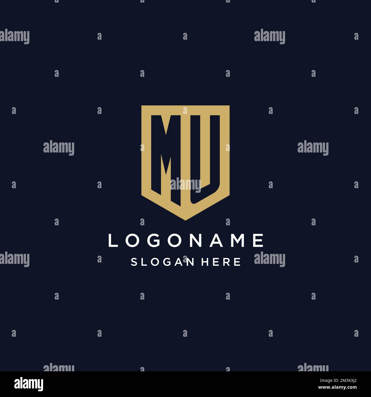 MU monogram initials logo design with shield icon template Stock Vector ...