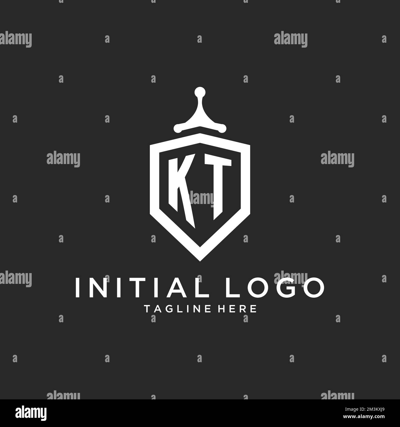 KT monogram logo initial with shield guard shape design ideas Stock ...