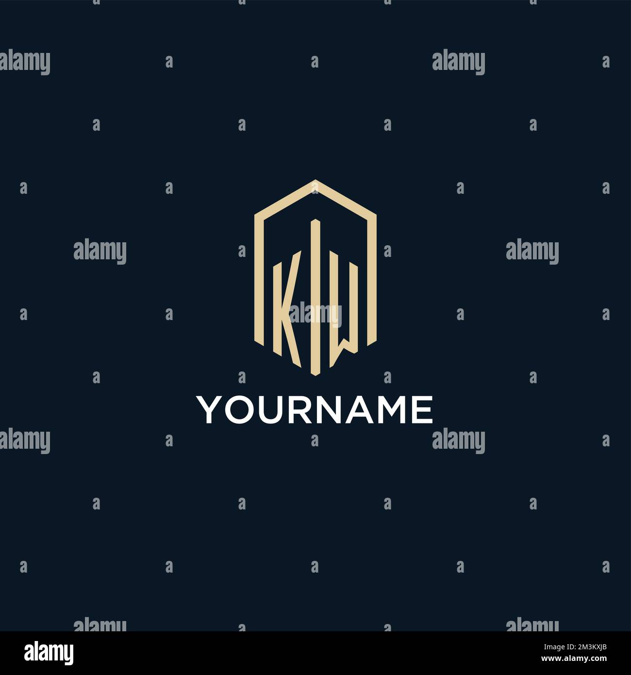 KW initial monogram logo with hexagonal shape style, real estate logo ...