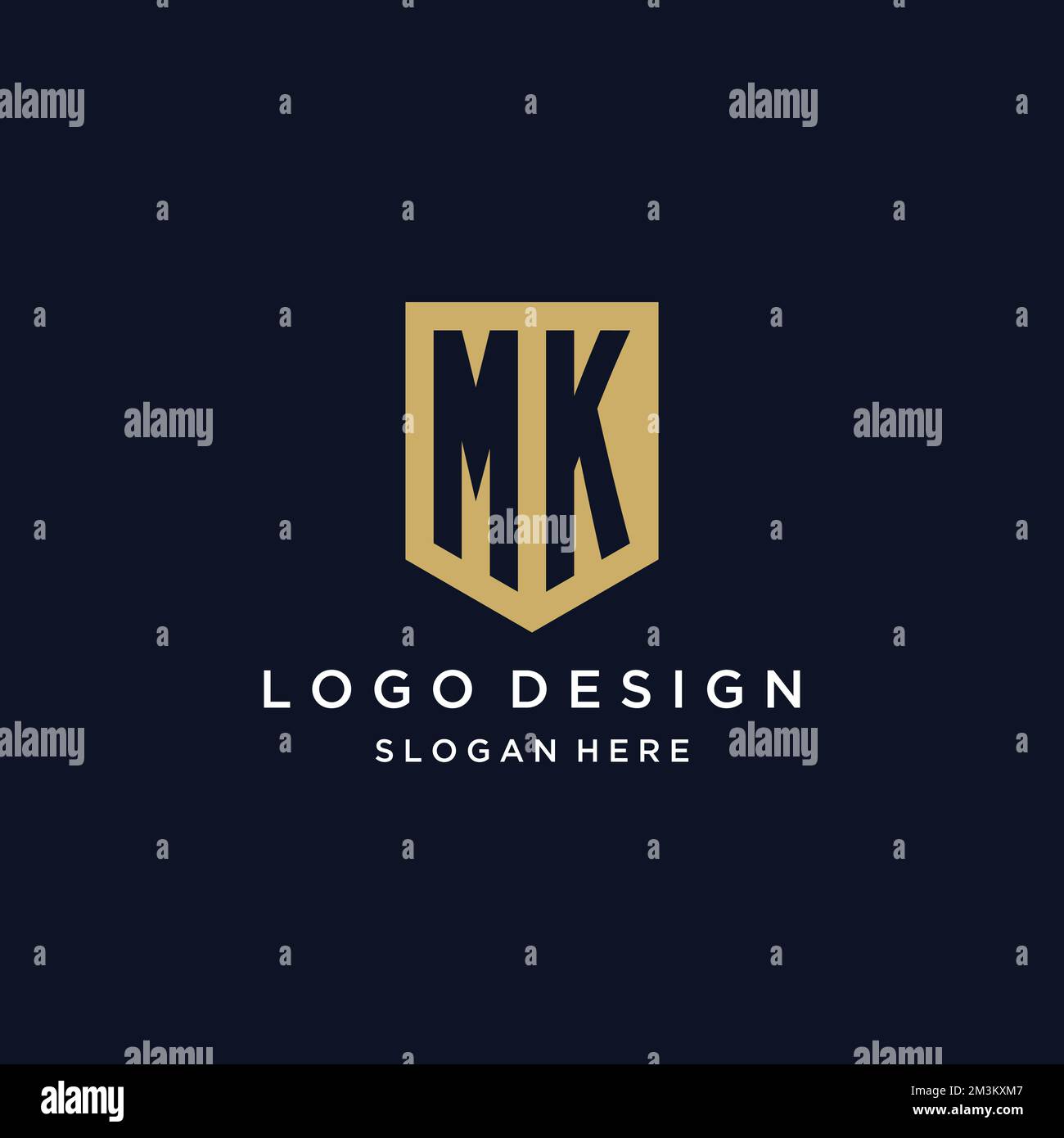 MK monogram initials logo design with shield icon template Stock Vector ...