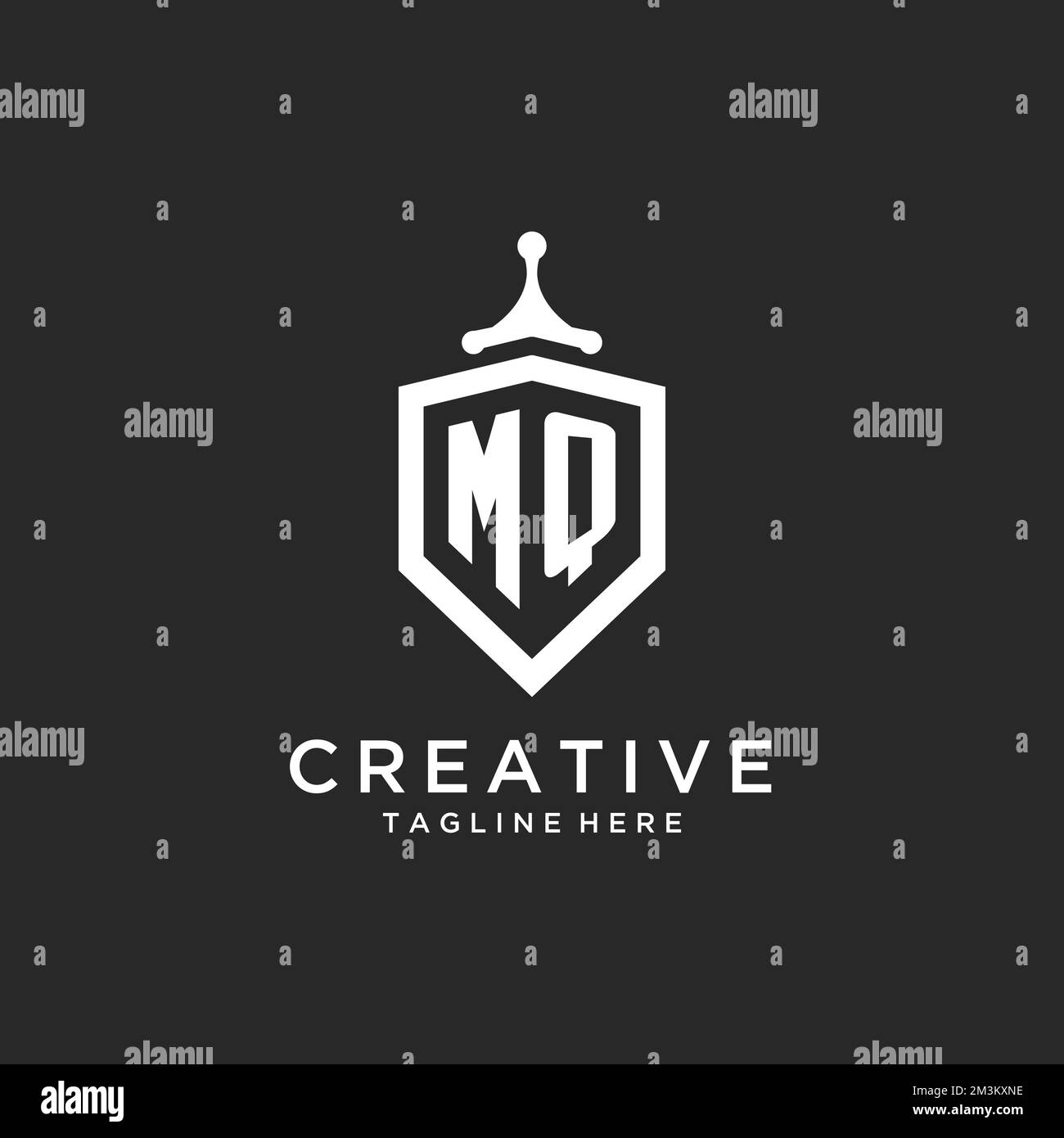 MQ monogram logo initial with shield guard shape design ideas Stock ...