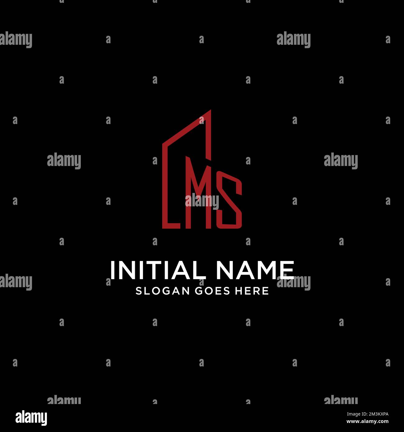 MS initial monogram with building logo design ideas Stock Vector Image ...