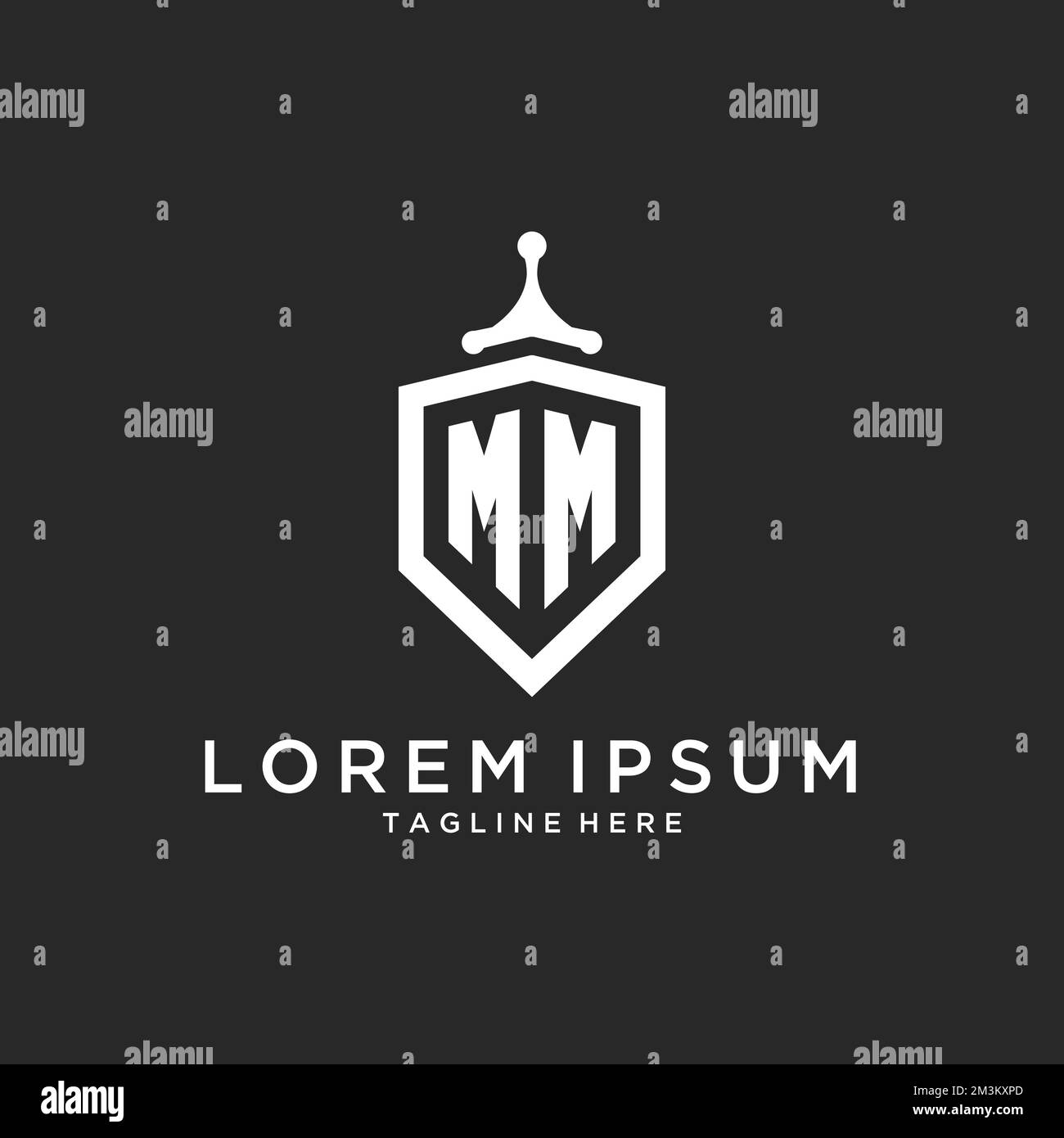 MM monogram logo initial with shield guard shape design ideas Stock ...