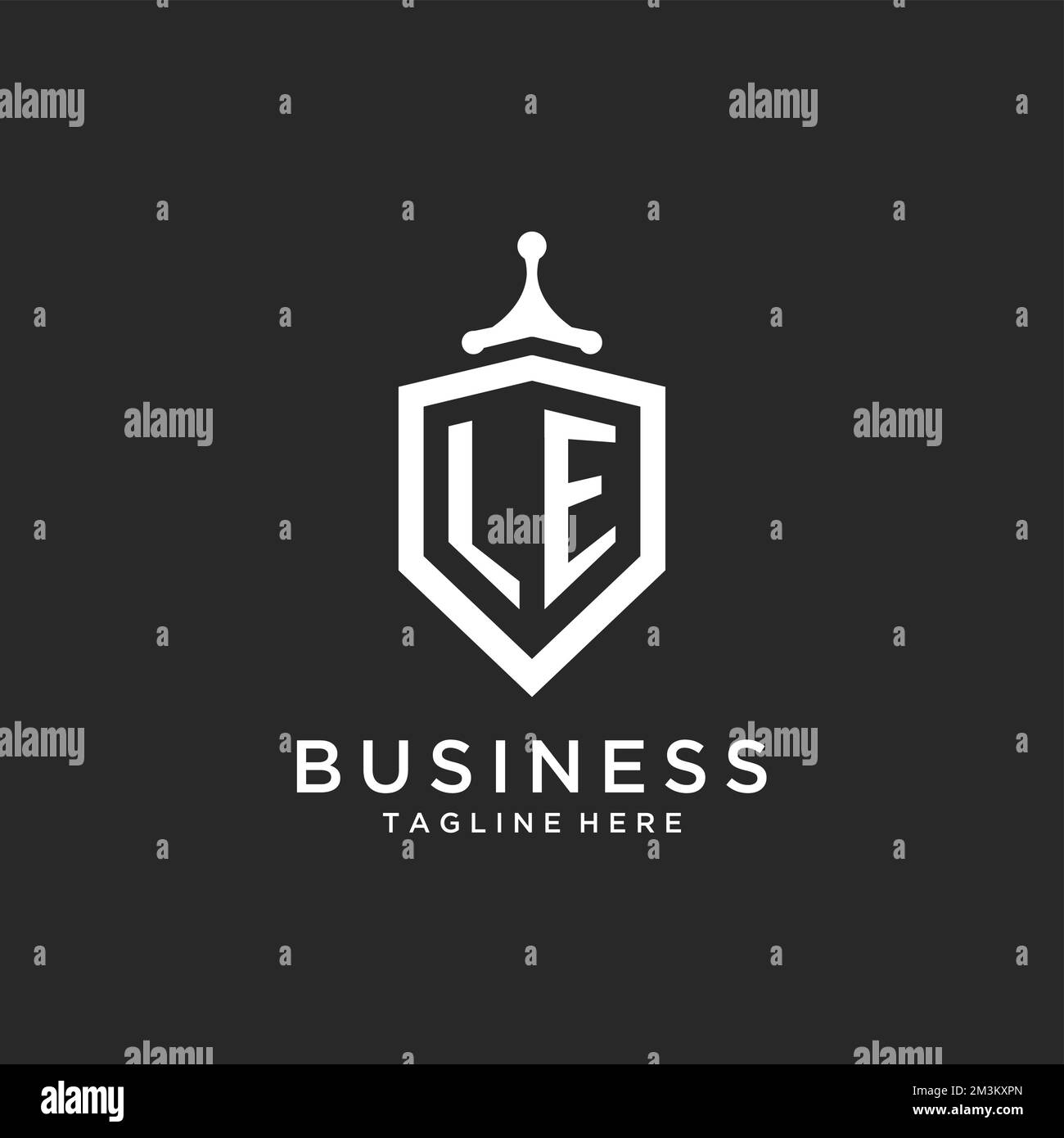 LE monogram logo initial with shield guard shape design ideas Stock ...