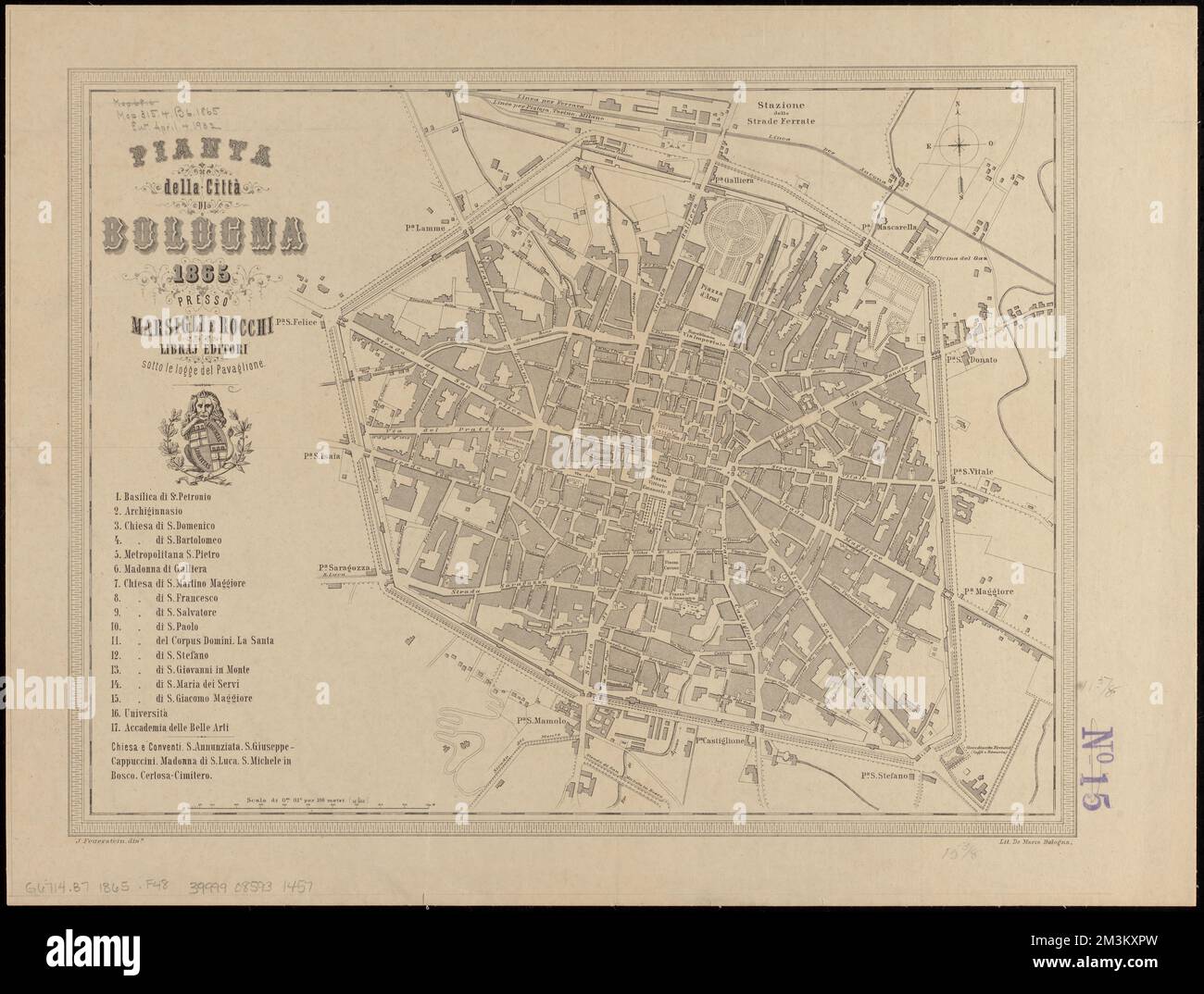 Pianta della città di Bologna , Bologna Italy, Maps Norman B. Leventhal ...