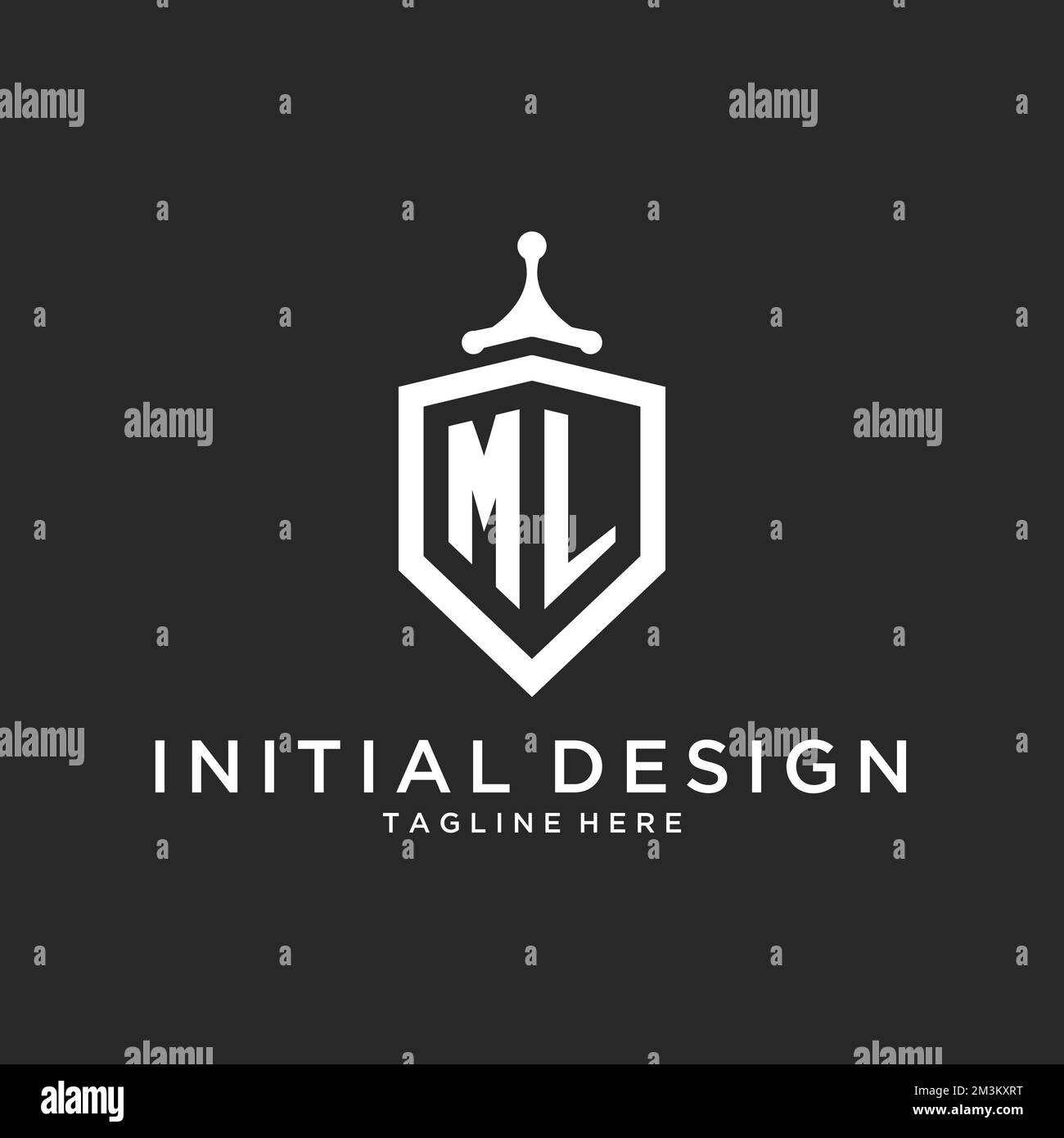 ML monogram logo initial with shield guard shape design ideas Stock ...