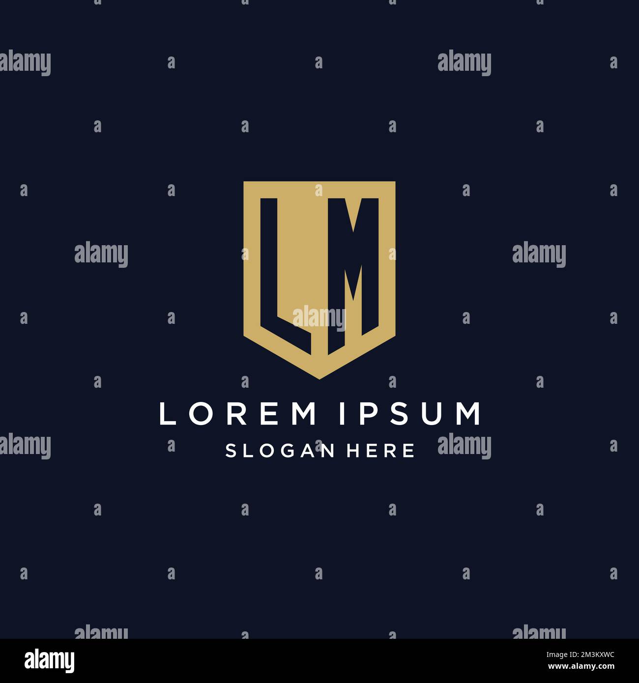 LM monogram initials logo design with shield icon template Stock Vector ...