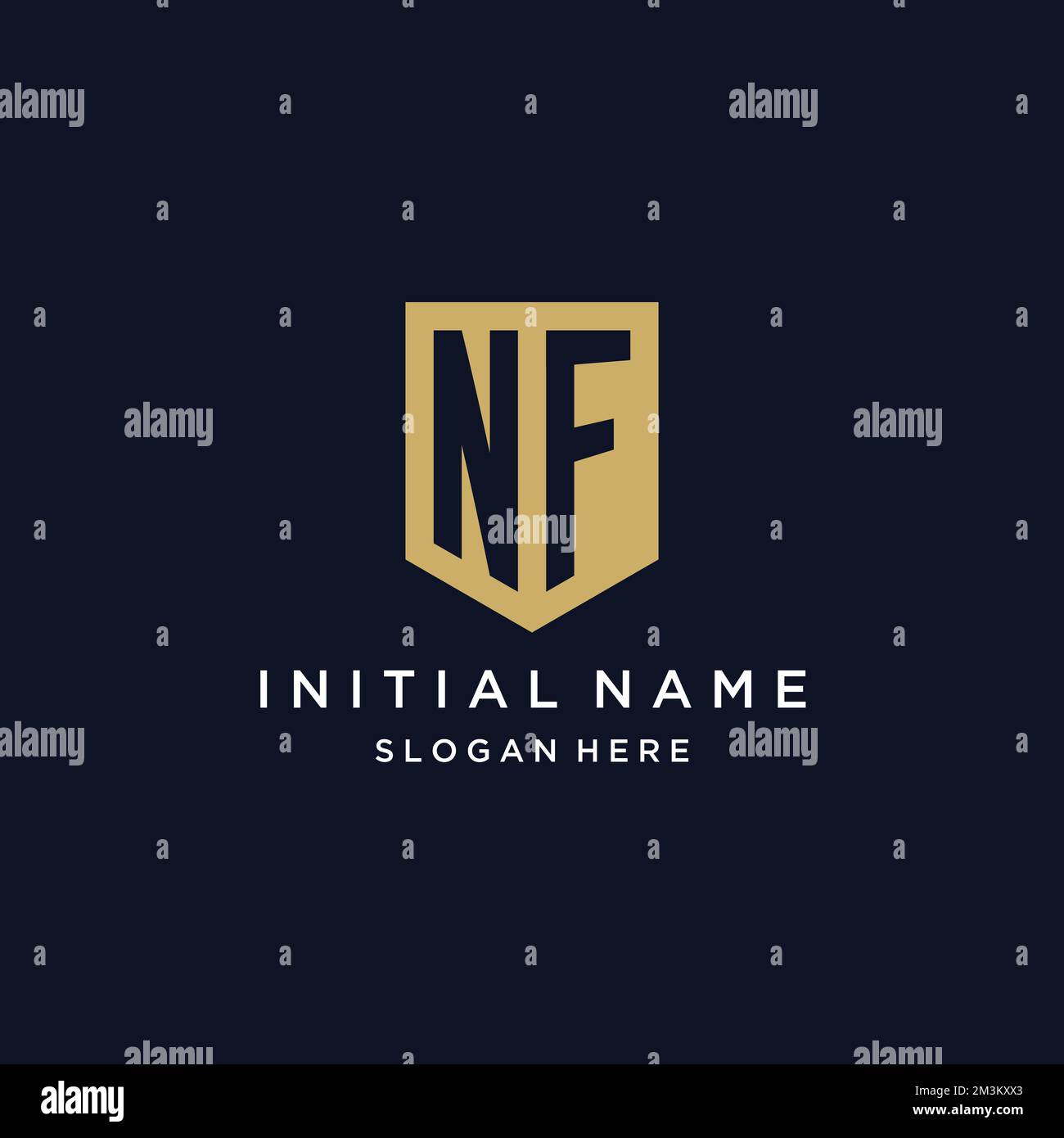 NF monogram initials logo design with shield icon template Stock Vector ...