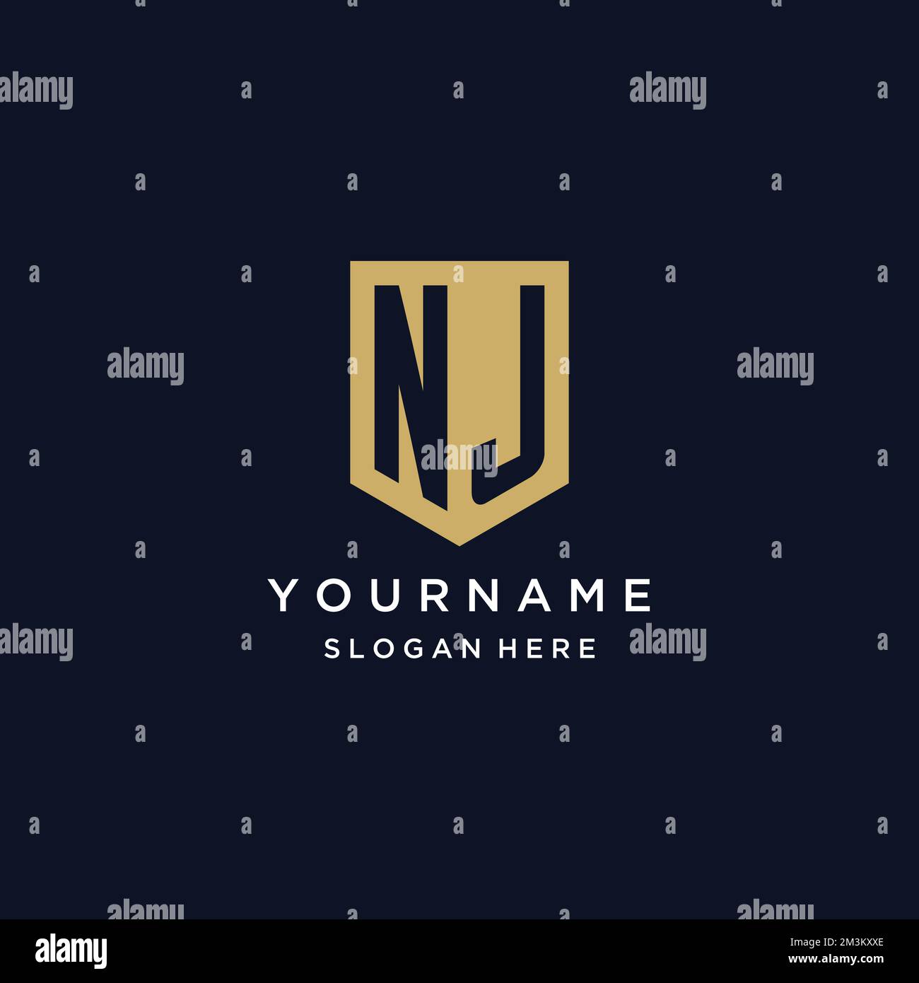 Nj Monogram Initials Logo Design With Shield Icon Template Stock Vector Image And Art Alamy