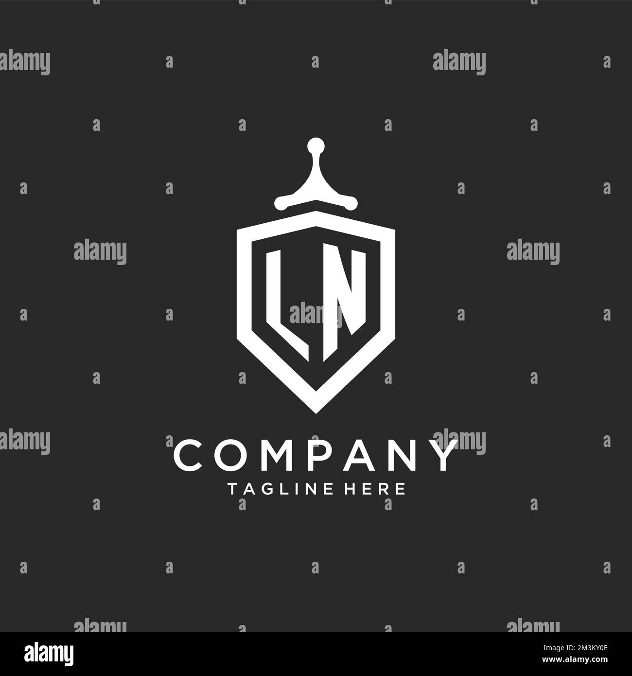 LN monogram logo initial with shield guard shape design ideas Stock ...