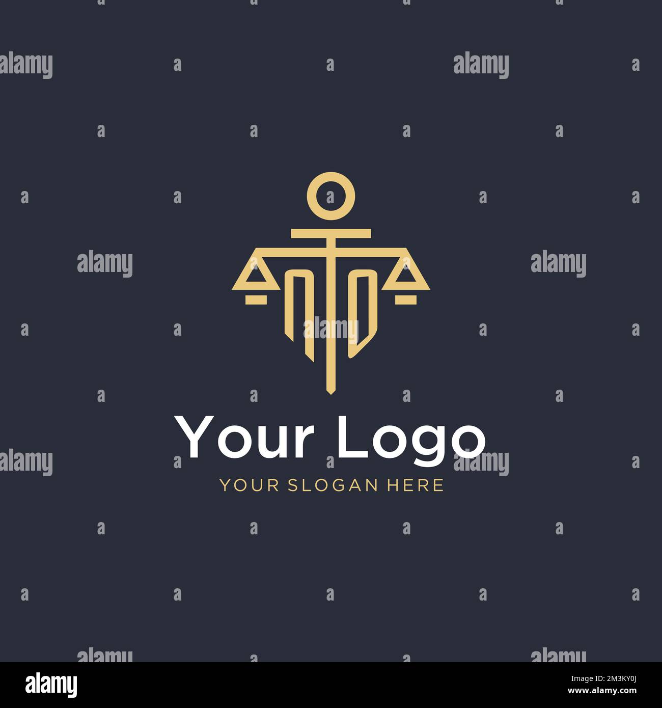 NO initial monogram logo with scale and pillar style design ideas Stock ...
