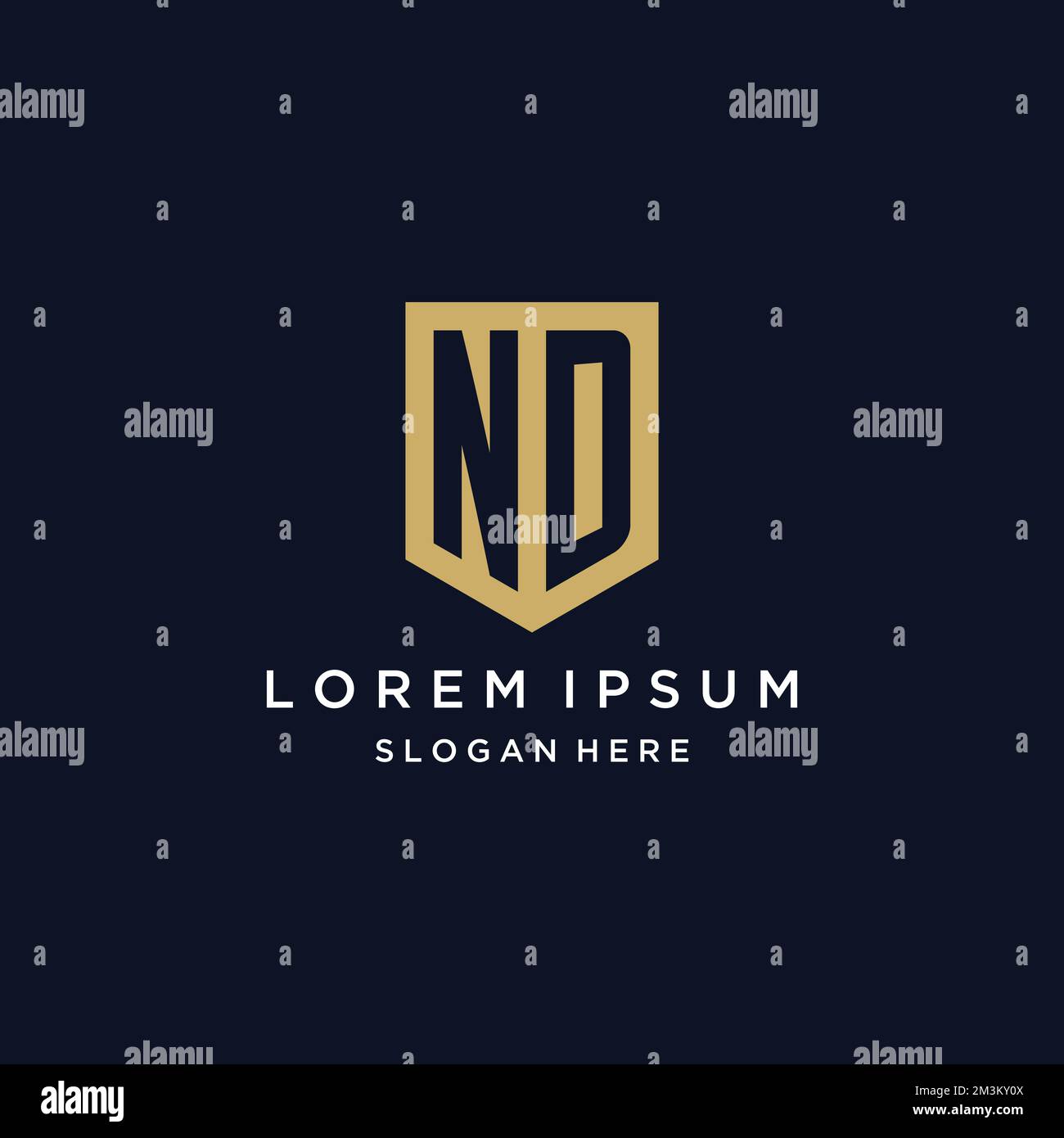 ND monogram initials logo design with shield icon template Stock Vector ...
