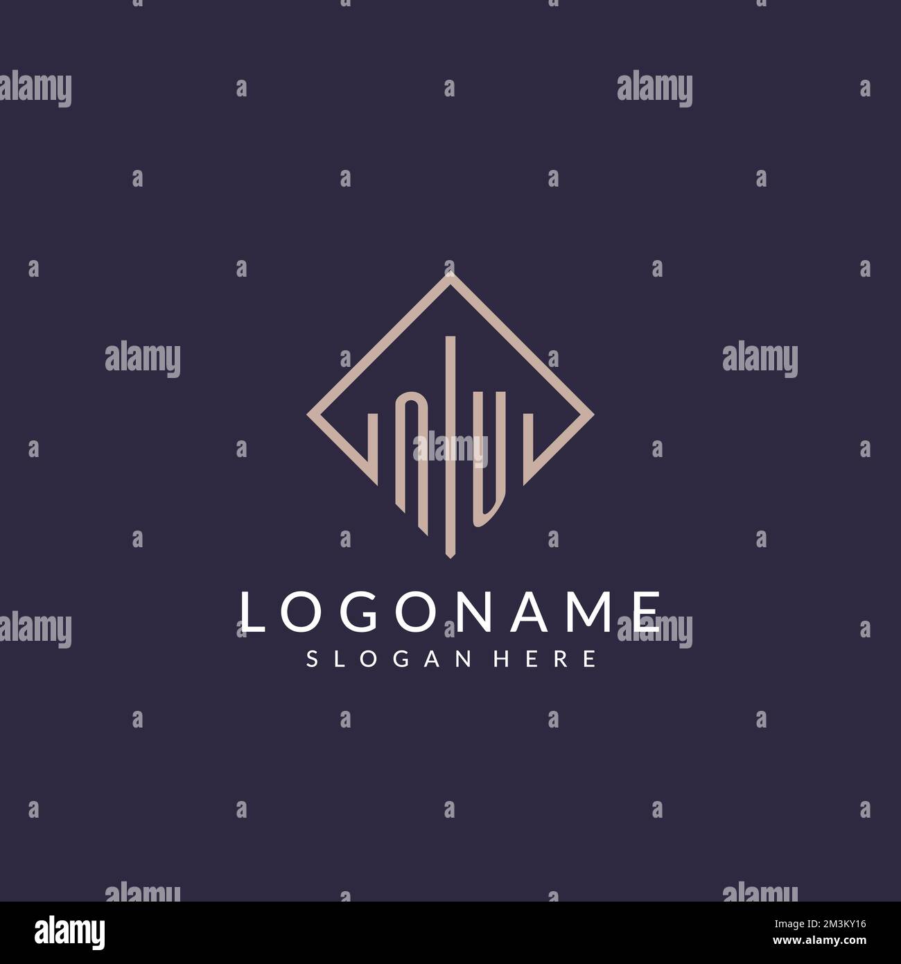 NU initial monogram logo with rectangle style design ideas Stock Vector ...