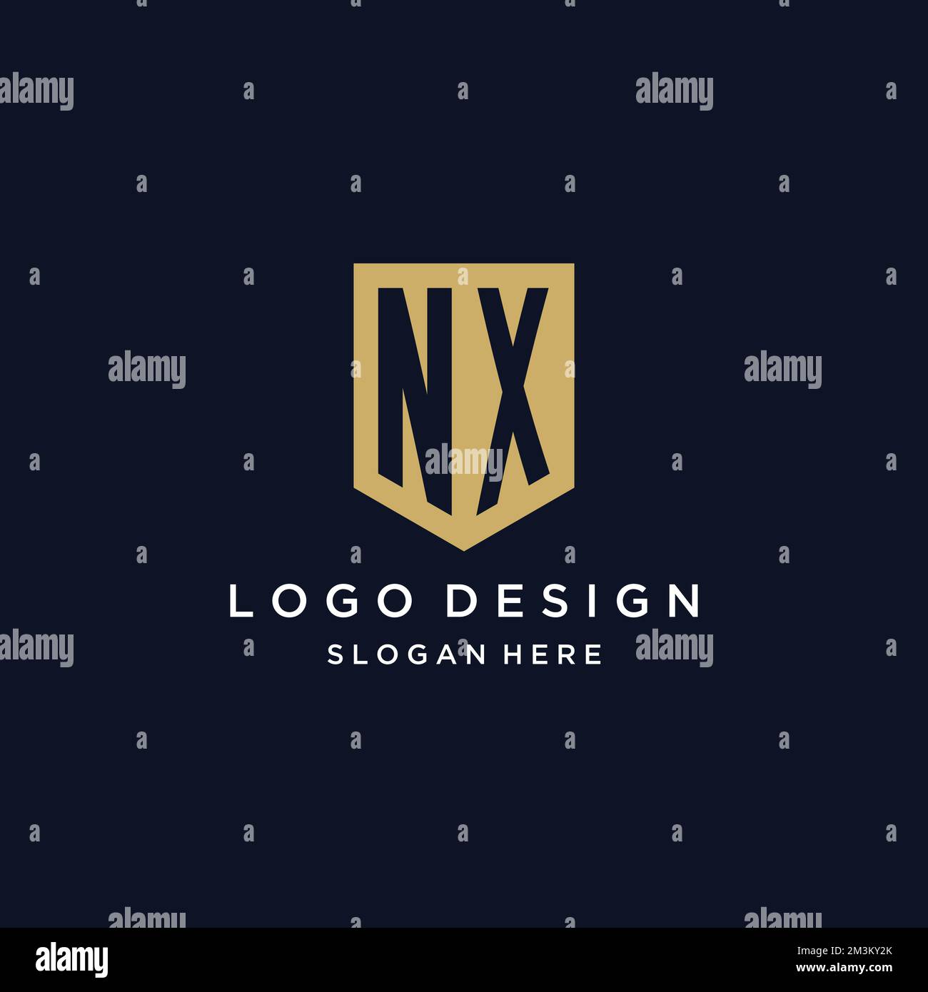 NX monogram initials logo design with shield icon template Stock Vector ...