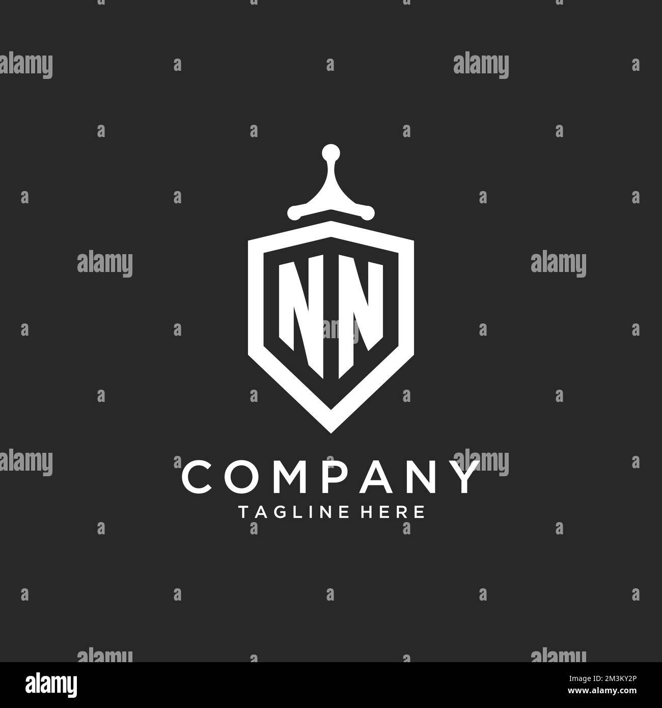 NN monogram logo initial with shield guard shape design ideas Stock ...