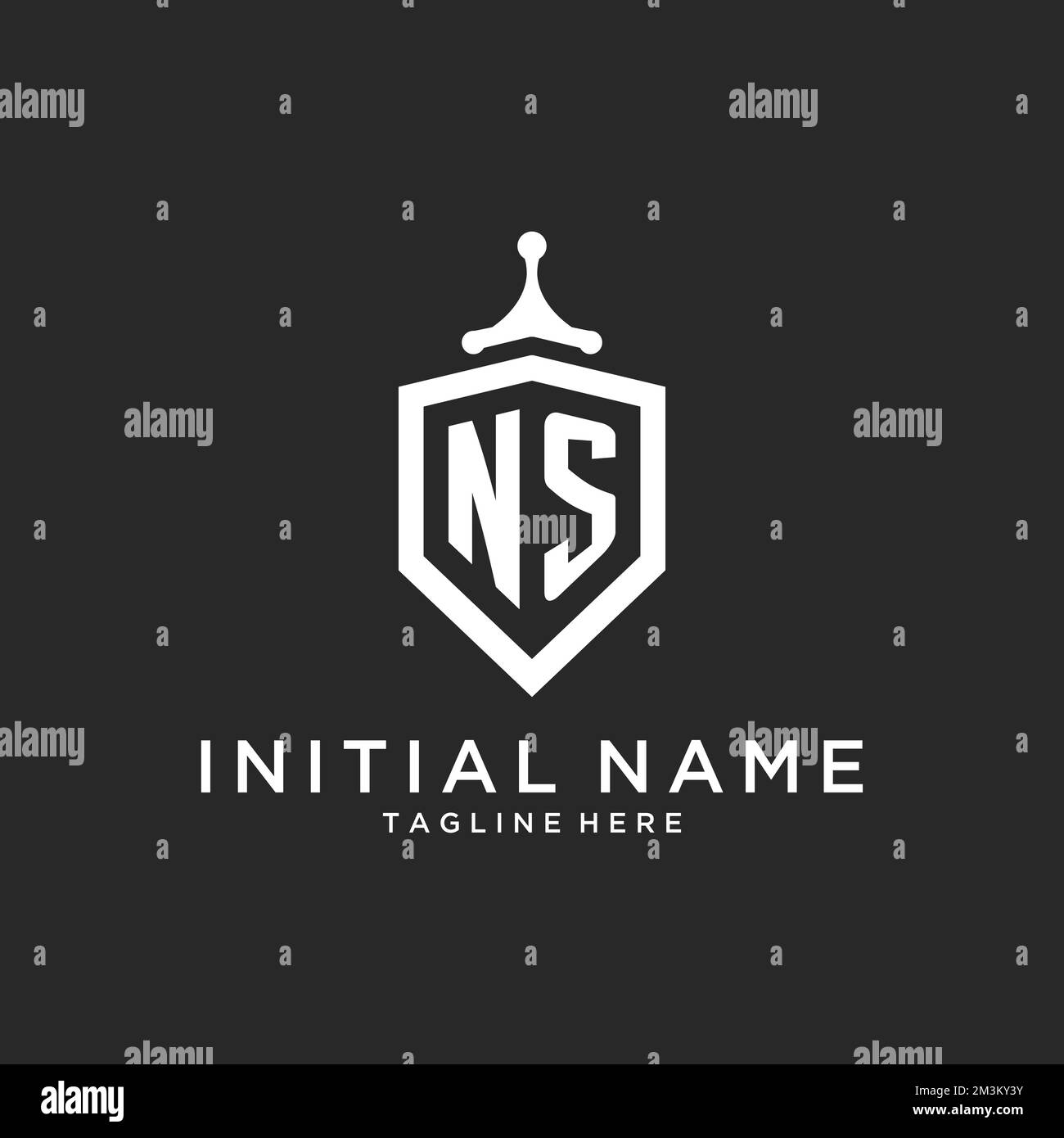 NS monogram logo initial with shield guard shape design ideas Stock ...
