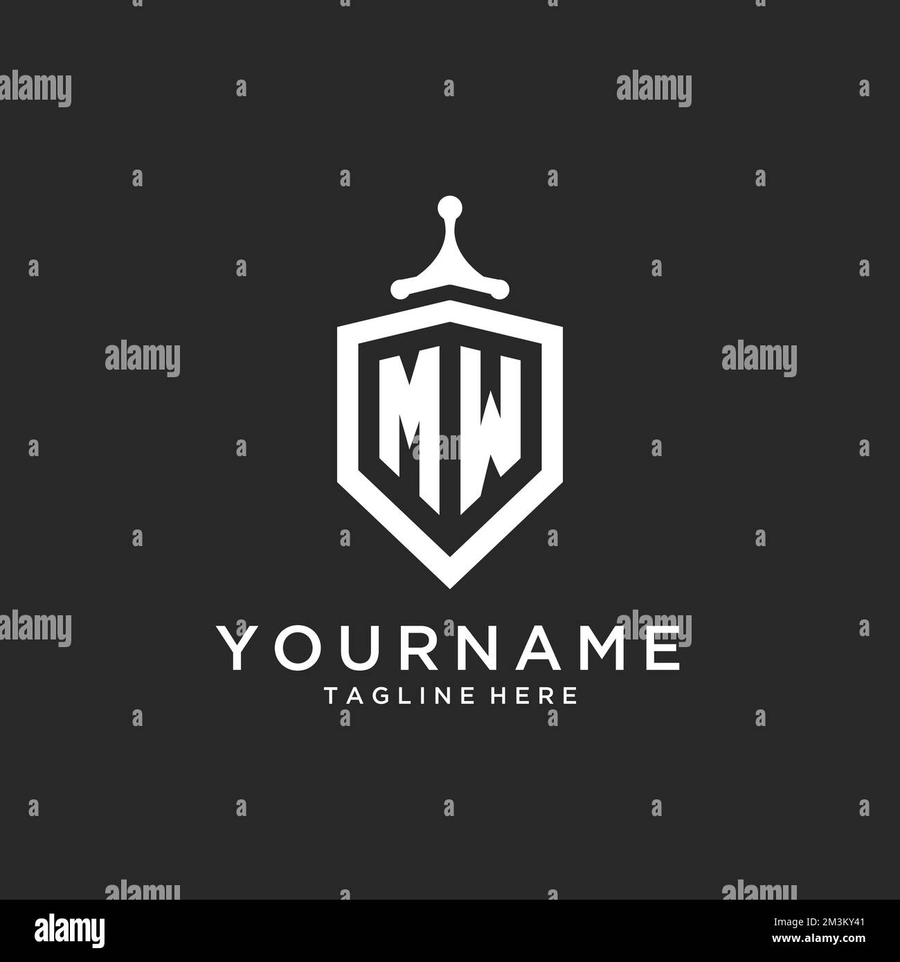 MW monogram logo initial with shield guard shape design ideas Stock ...