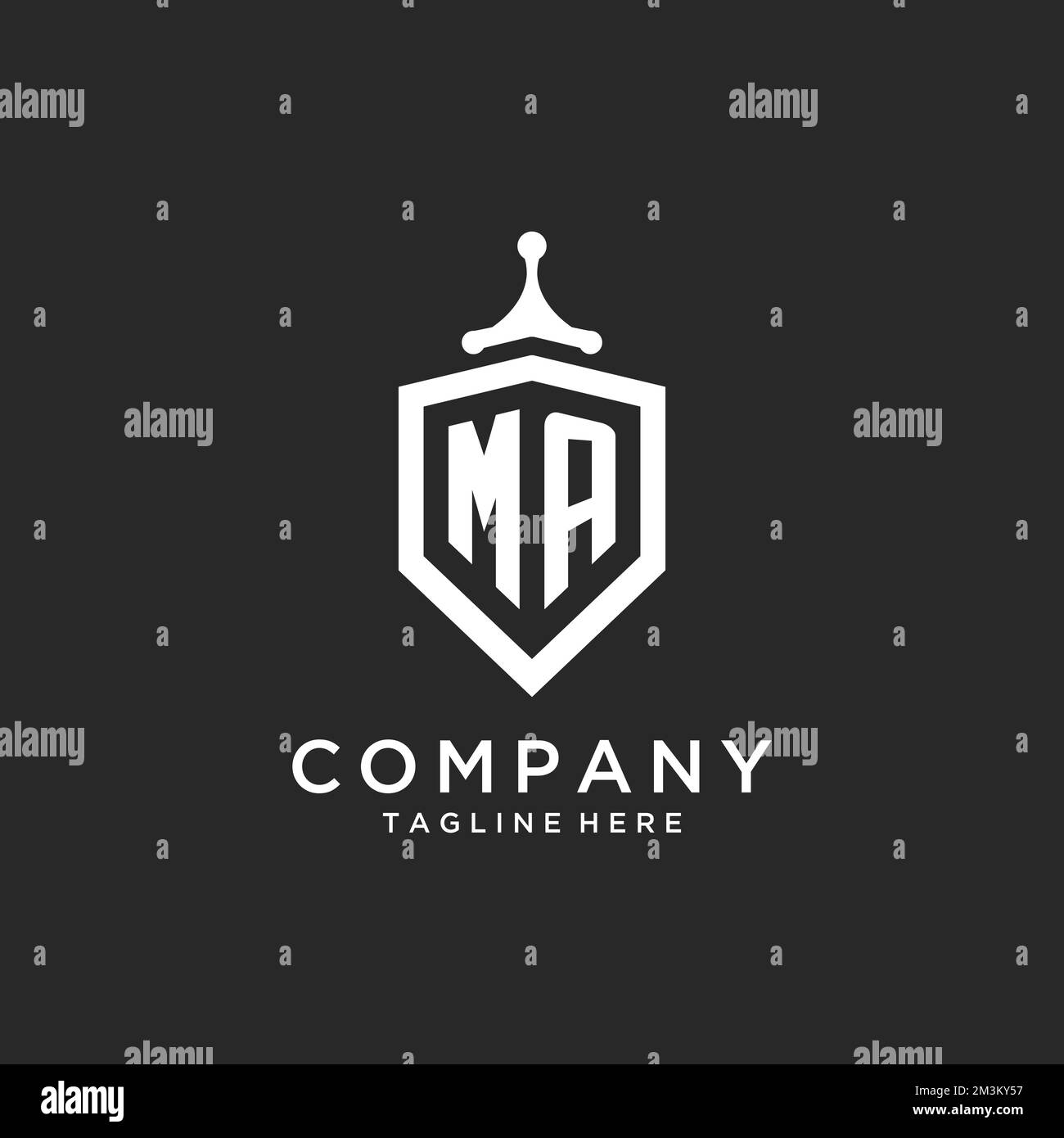 MA monogram logo initial with shield guard shape design ideas Stock ...