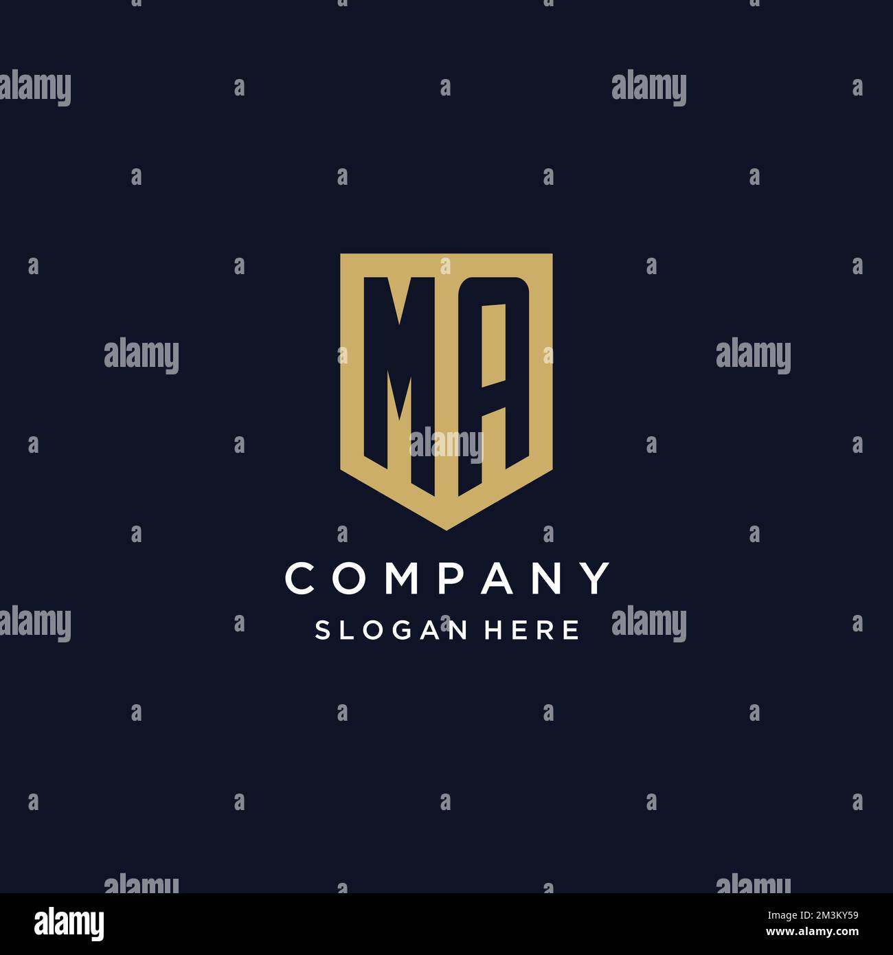 MA monogram initials logo design with shield icon template Stock Vector ...