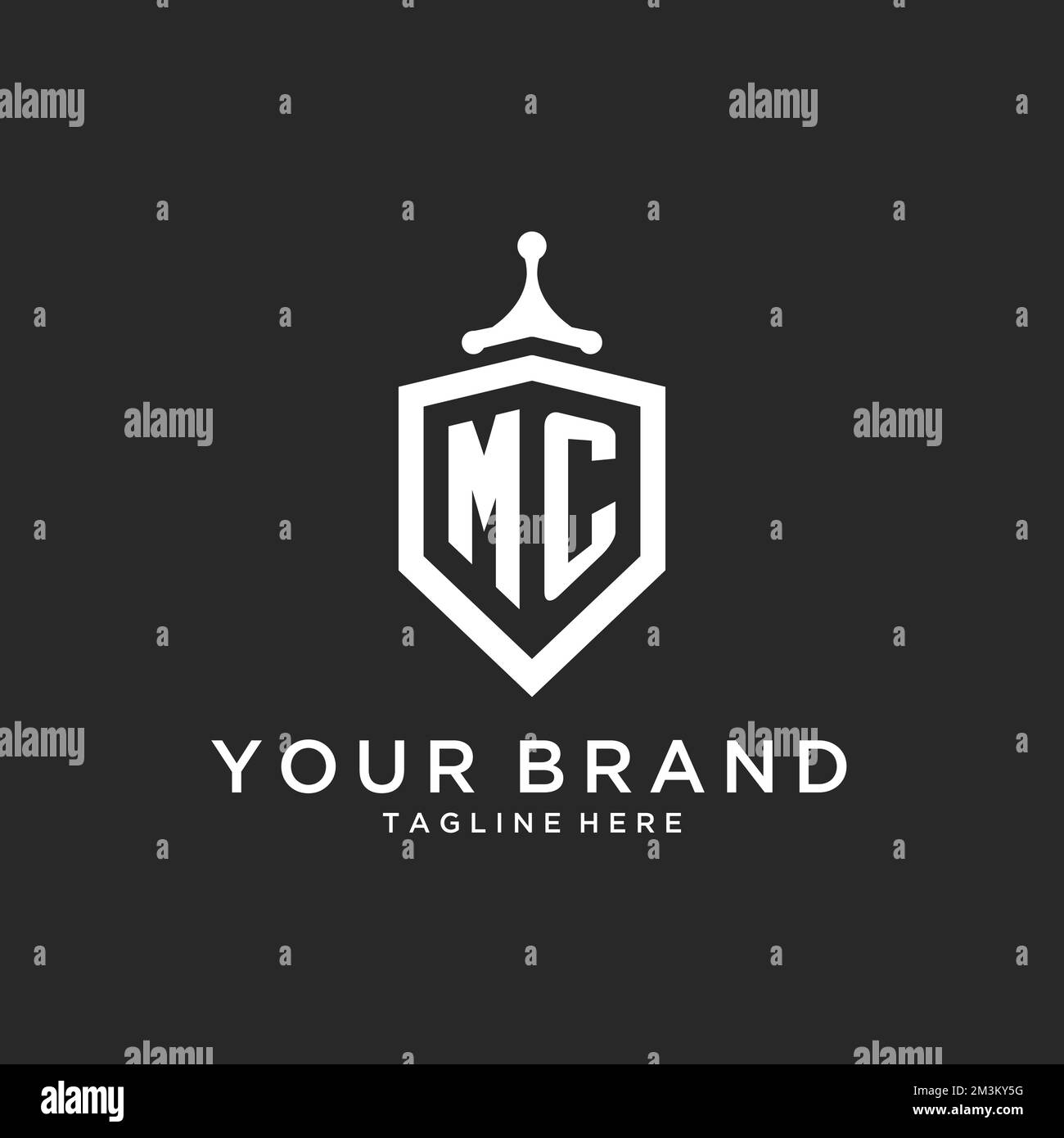 MC monogram logo initial with shield guard shape design ideas Stock Vector Image & Art - Alamy