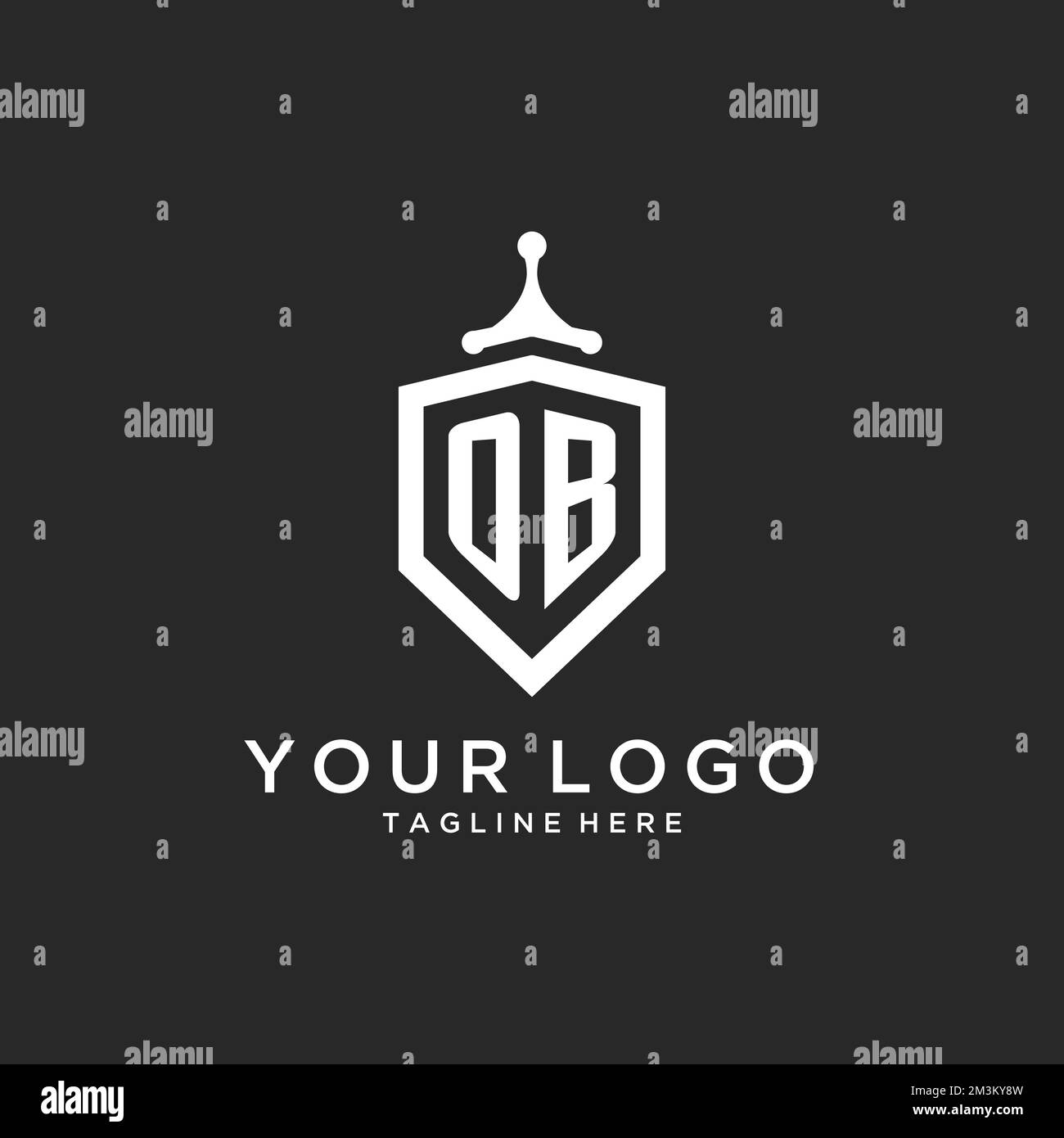 OB monogram logo initial with shield guard shape design ideas Stock ...