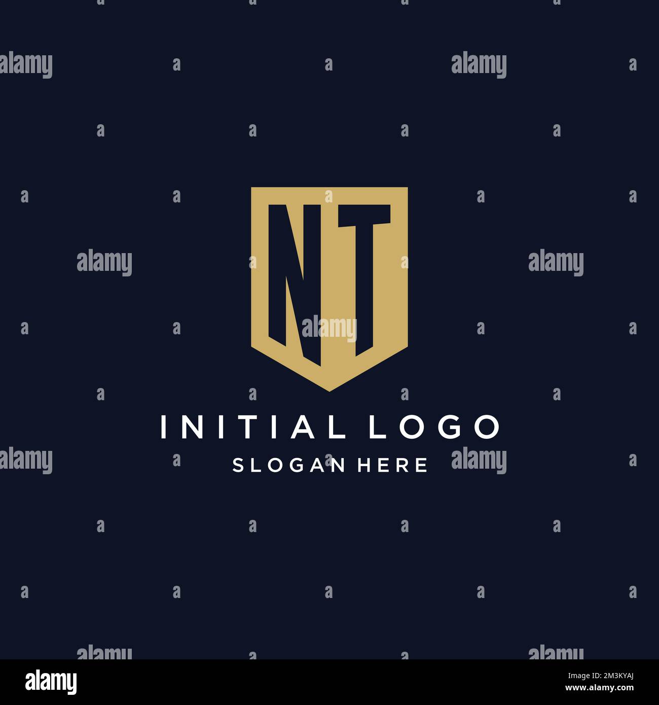 NT monogram initials logo design with shield icon template Stock Vector ...