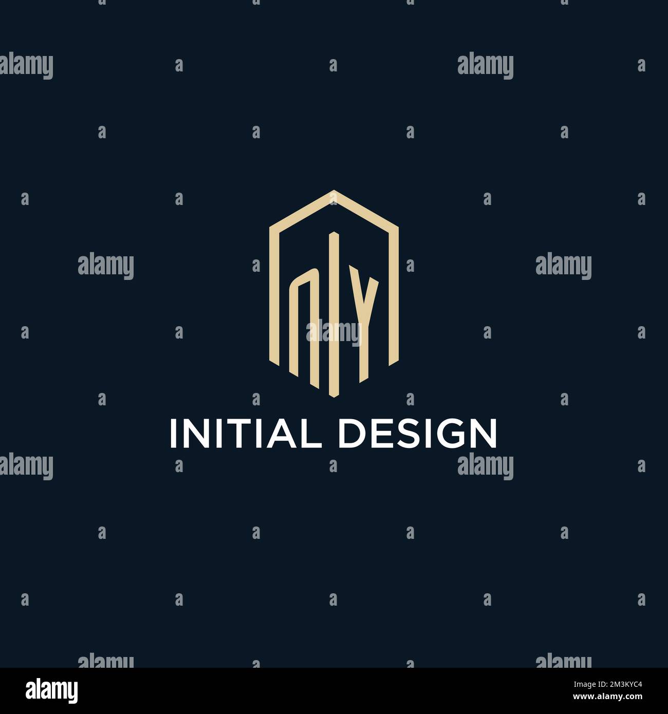 NY initial monogram logo with hexagonal shape style, real estate logo ...