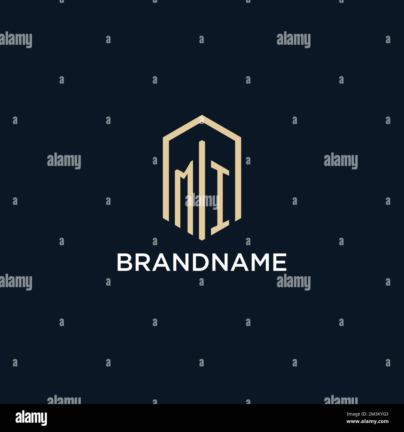 MI initial monogram logo with hexagonal shape style, real estate logo ...
