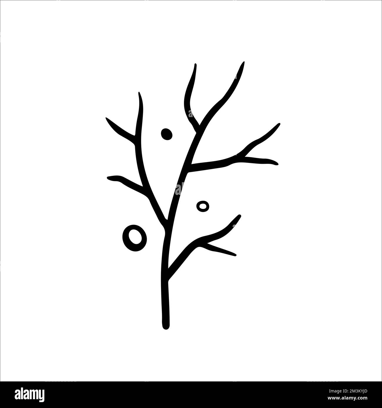 Hand drawn tree branch, autumn element. Vector illustration in Doodle ...