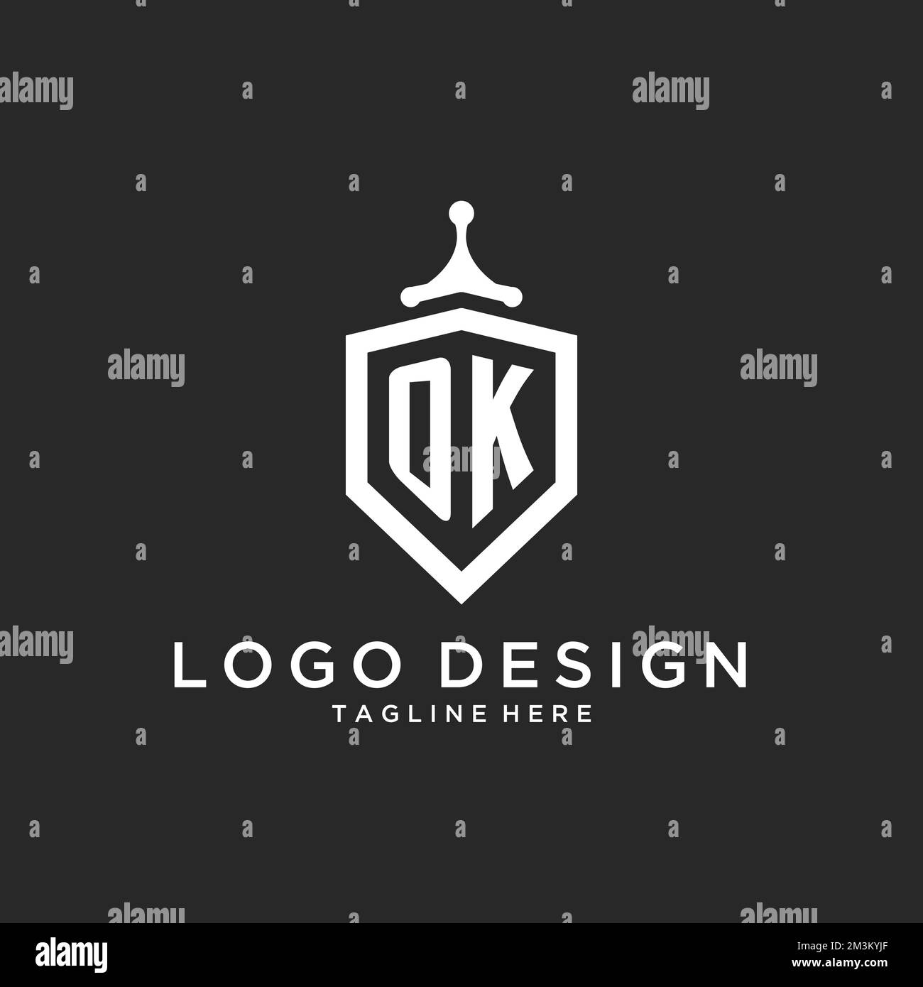 OK monogram logo initial with shield guard shape design ideas Stock ...