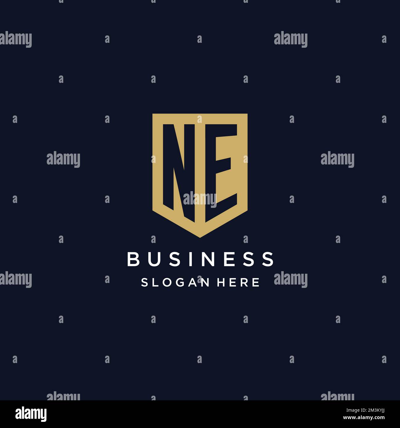 NE monogram initials logo design with shield icon template Stock Vector ...