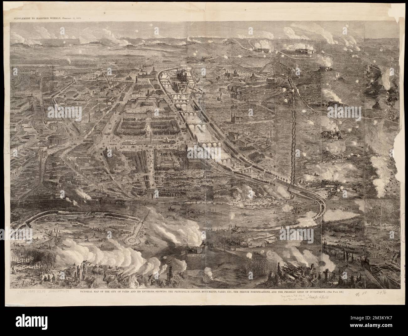 Pictorial map of the city of Paris and its environs, showing the ...