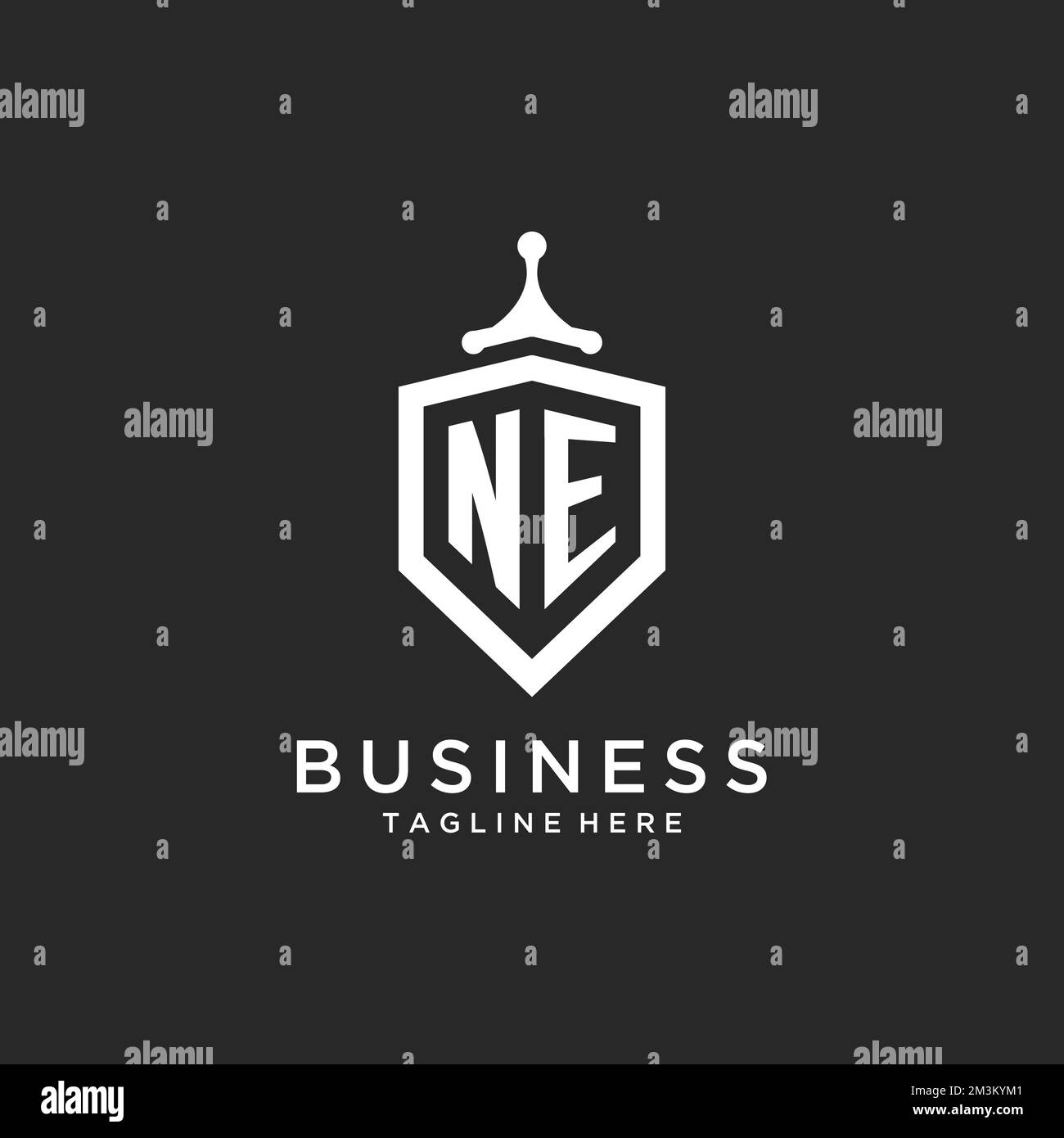 NE monogram logo initial with shield guard shape design ideas Stock ...