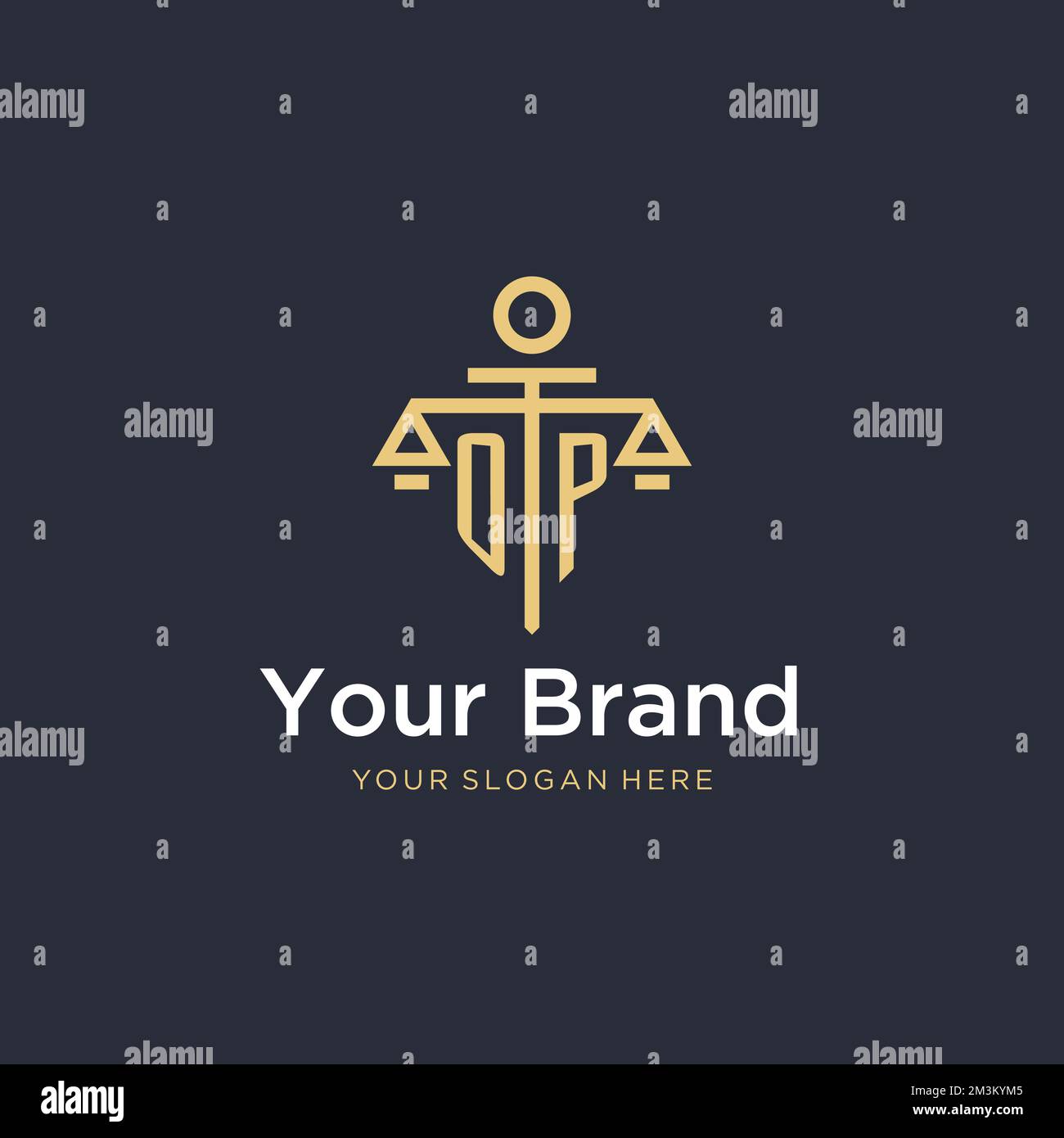 OP initial monogram logo with scale and pillar style design ideas Stock ...