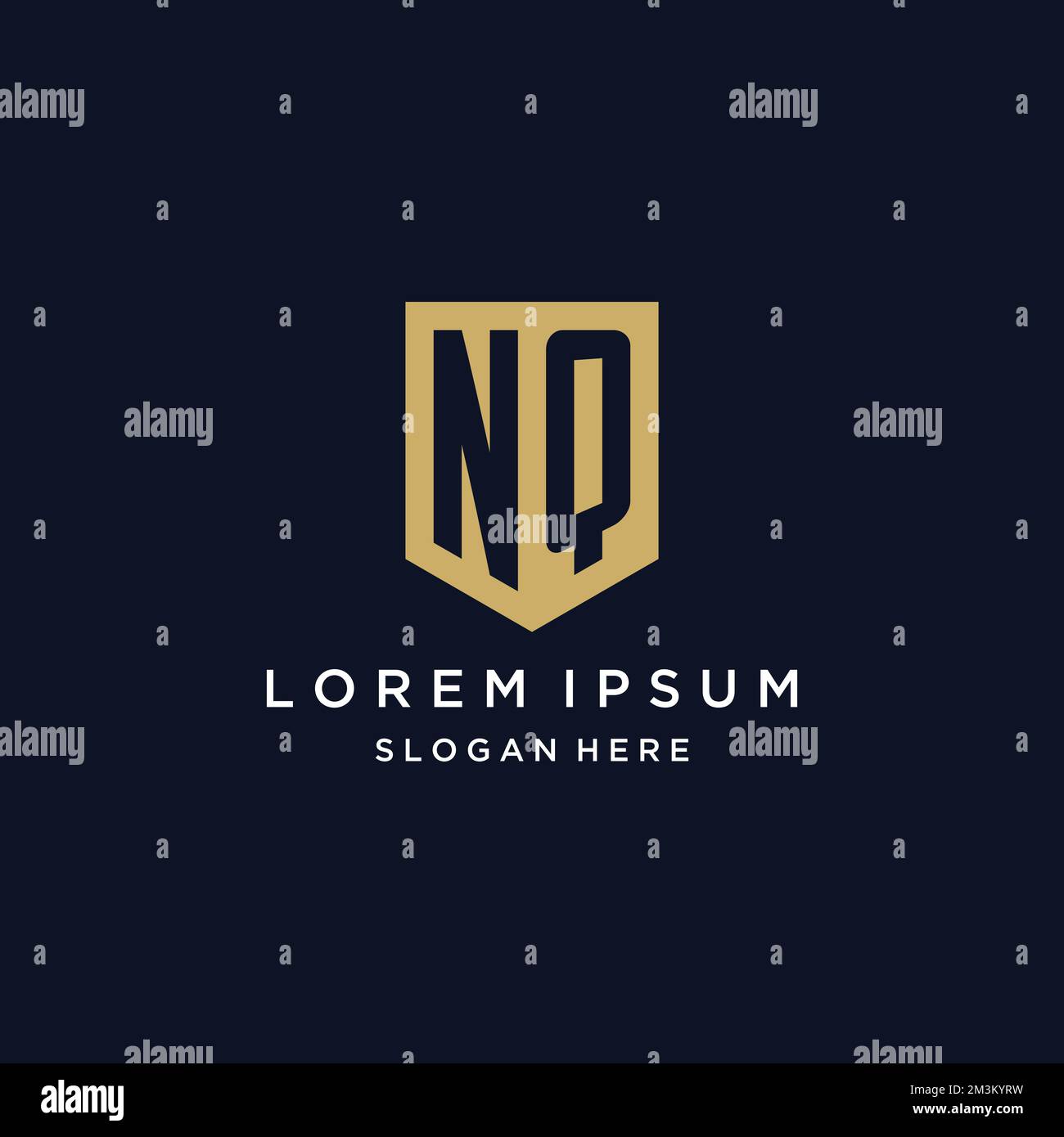 NQ monogram initials logo design with shield icon template Stock Vector ...