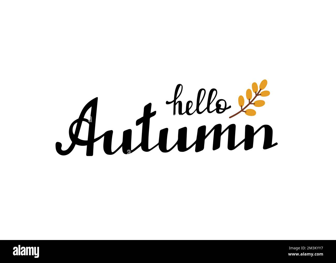 HELLO AUTUMN handwritten lettering. Autumn decorative element. Vector ...