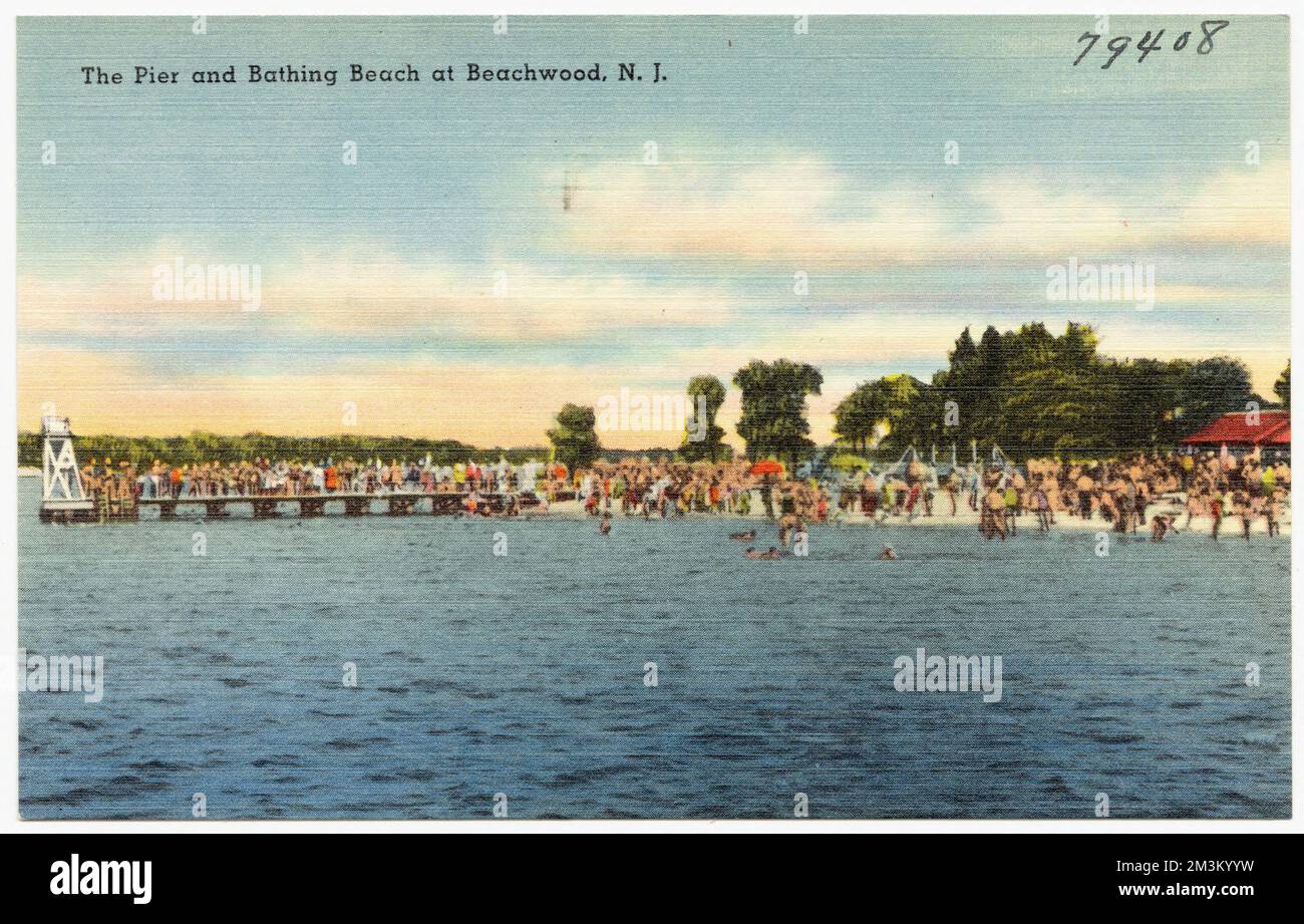 The pier and bathing beach at Beachwood, N. J. , Beaches, Piers ...