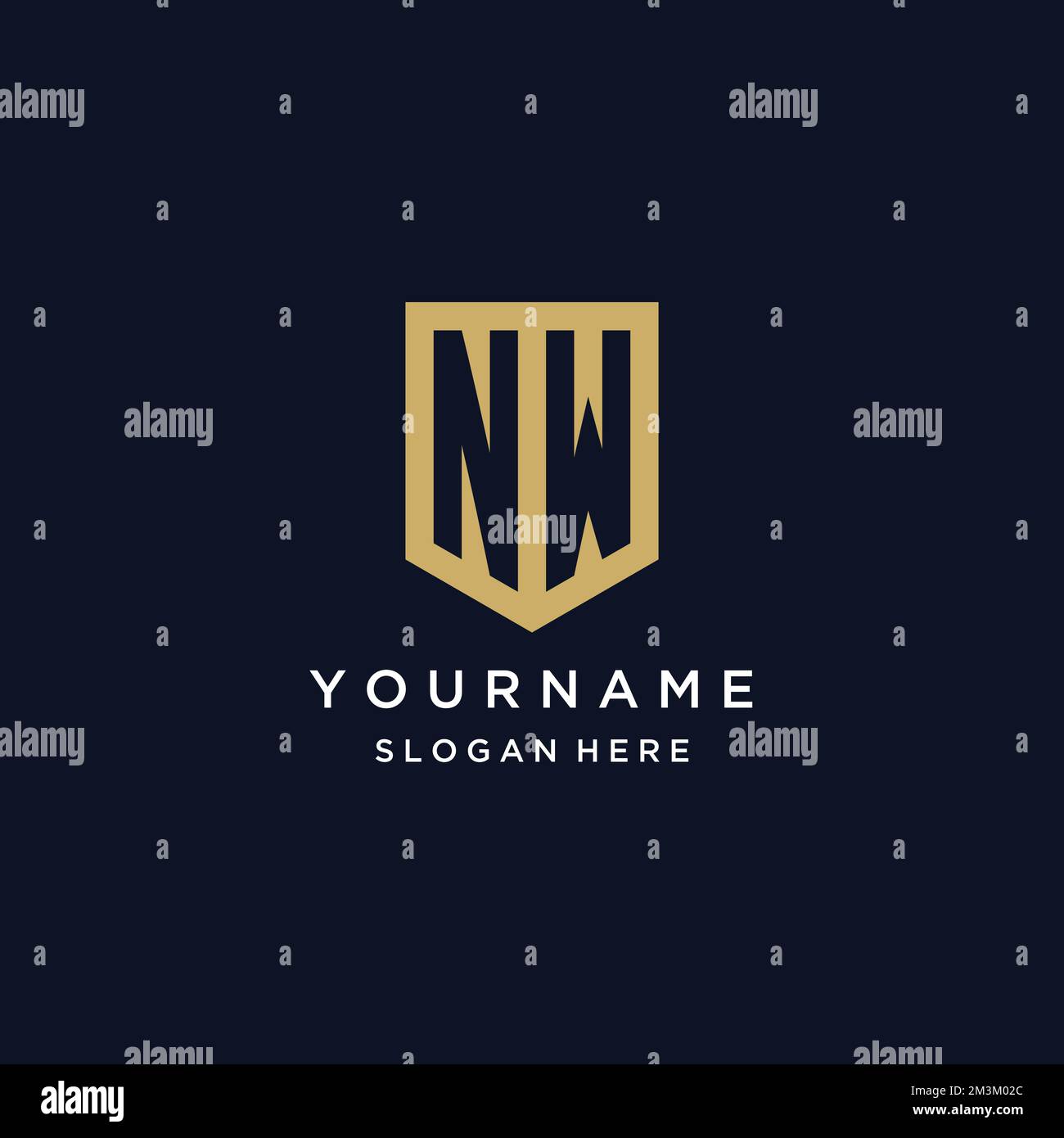 NW monogram initials logo design with shield icon template Stock Vector ...