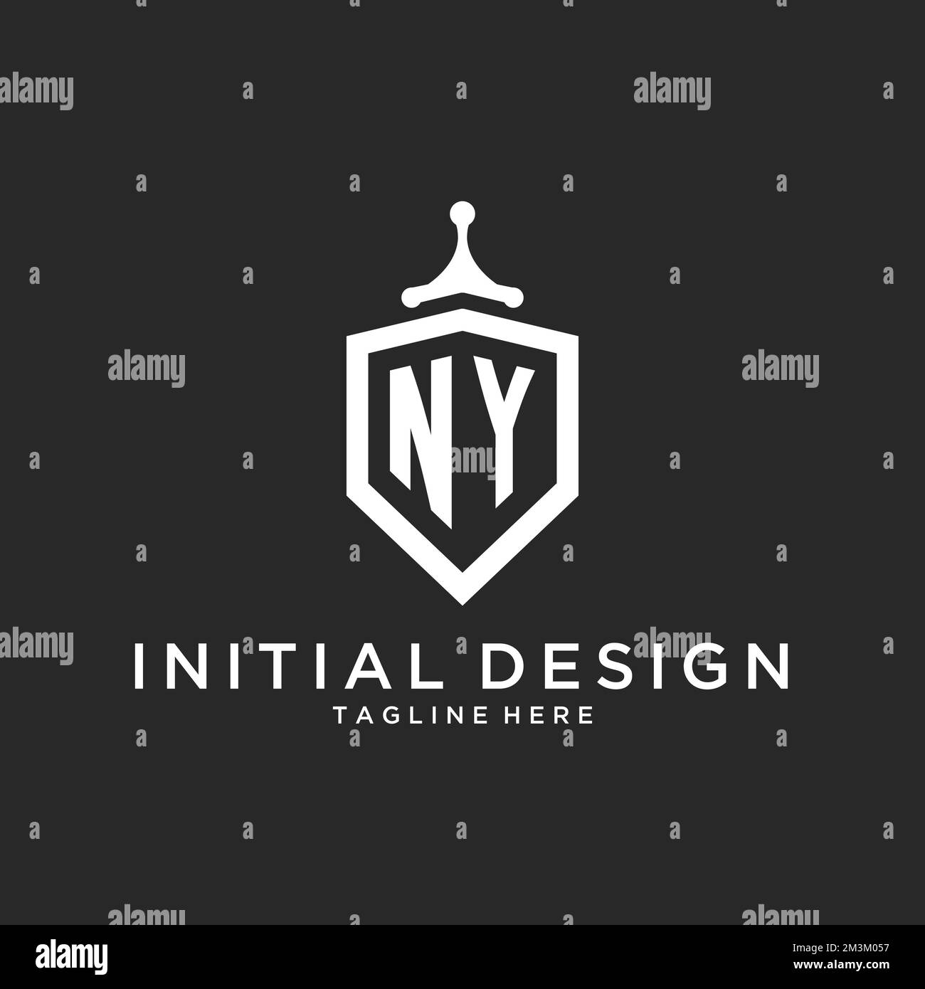 NY monogram logo initial with shield guard shape design ideas Stock ...