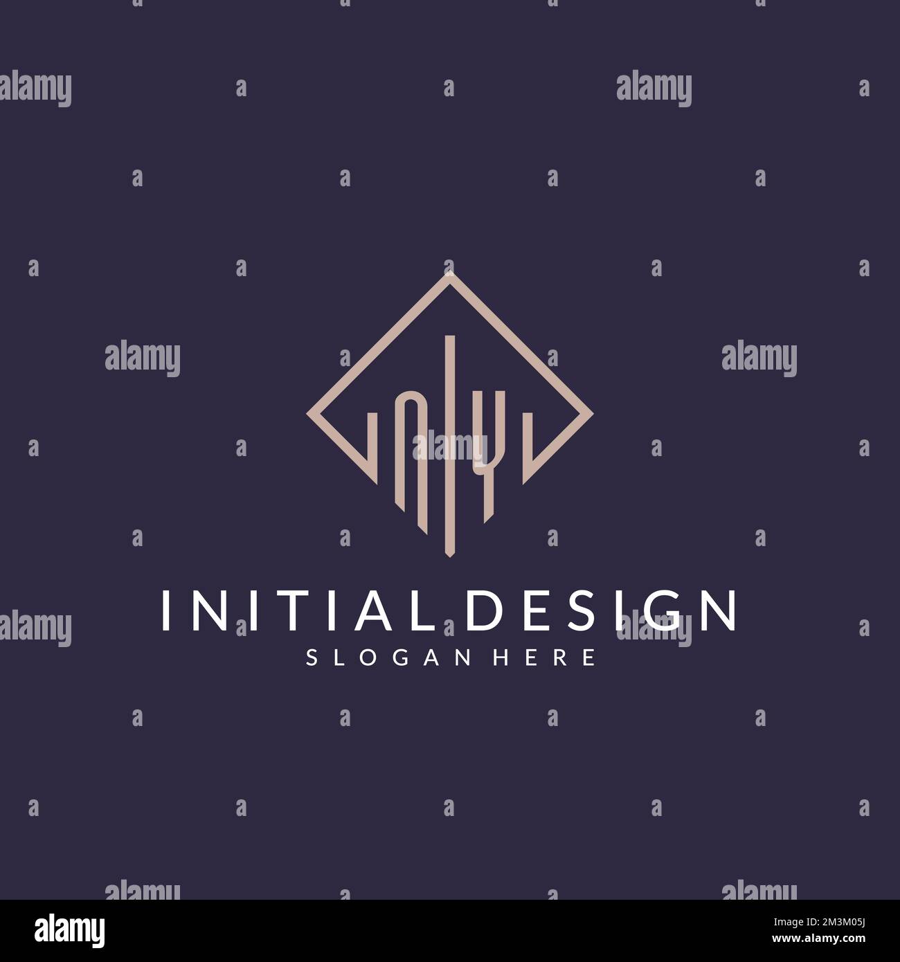 NY initial monogram logo with rectangle style design ideas Stock Vector ...