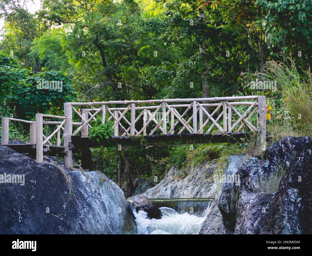 Waterfalls and bridges over water Stock Photo - Alamy